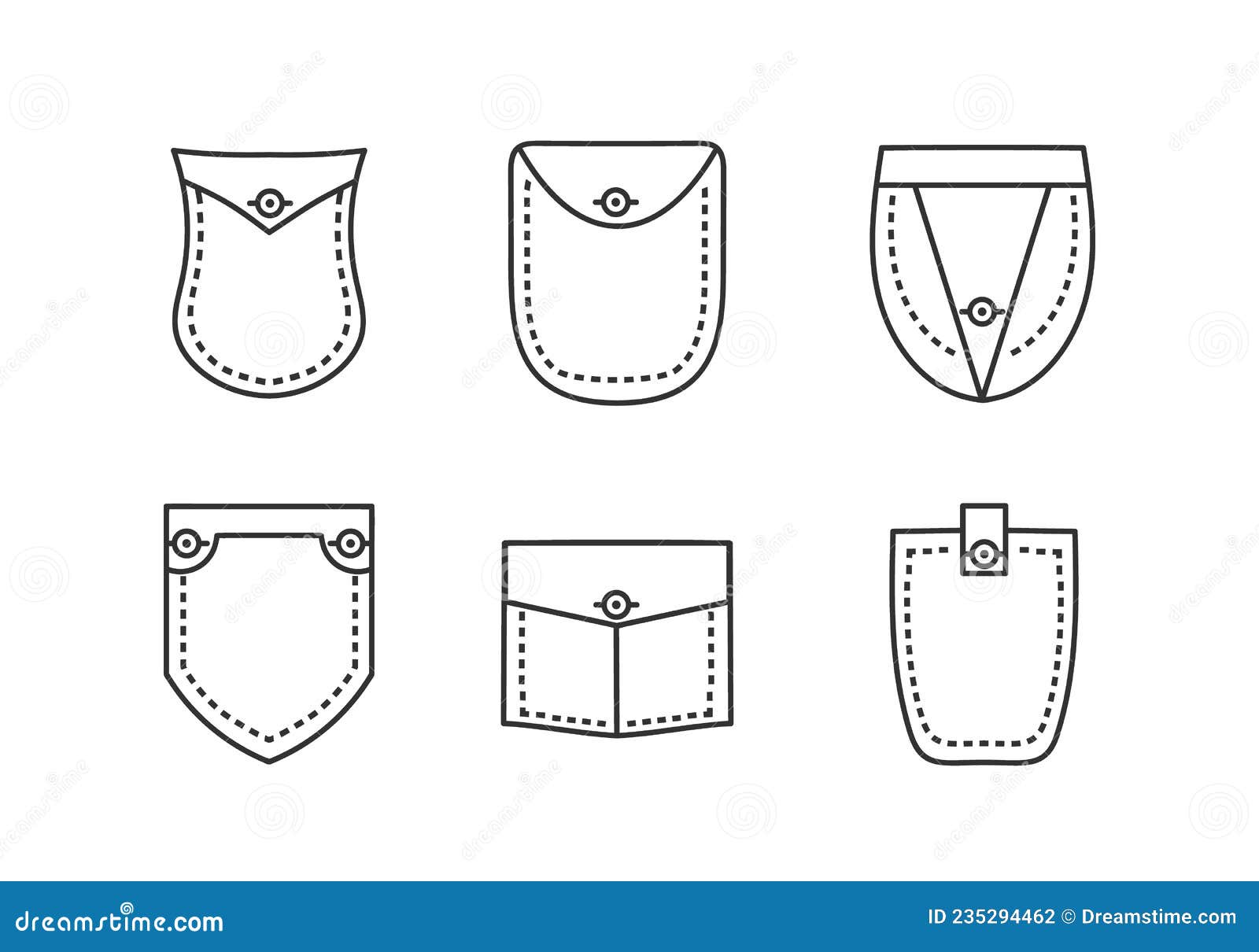 Set of Patch Pockets, Fabric for Clothes. Stock Illustration ...