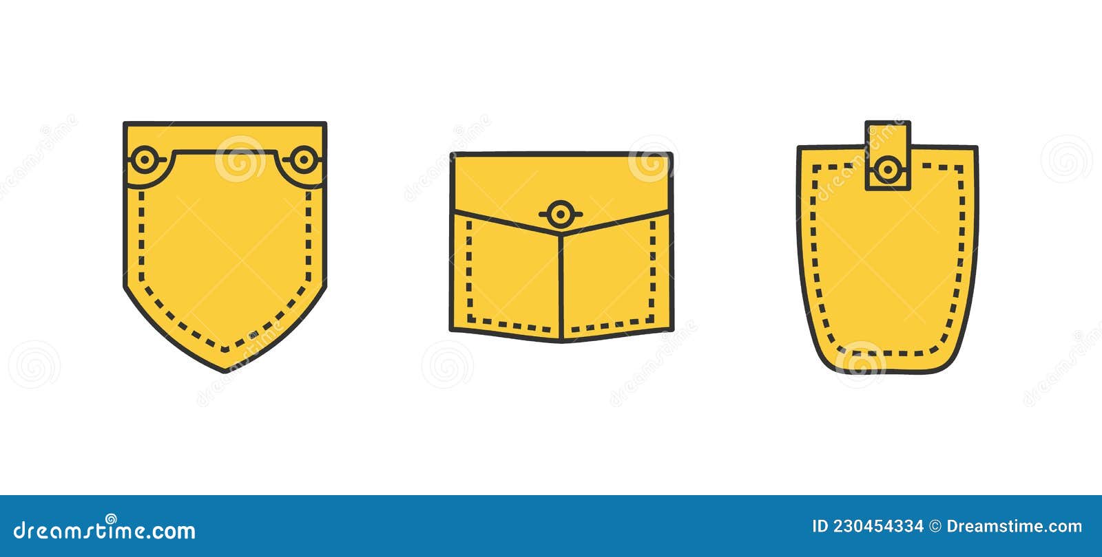 Set of Patch Pockets, Fabric for Clothes. Stock Illustration ...