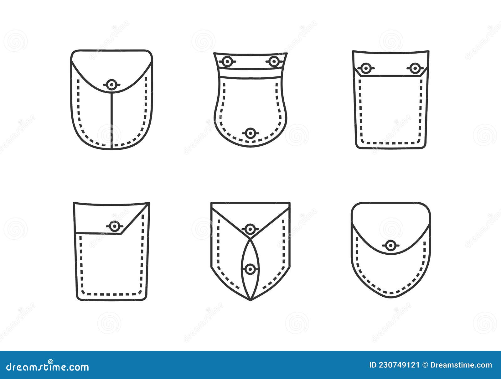 Set of Patch Pockets, Fabric for Clothes. Stock Illustration ...