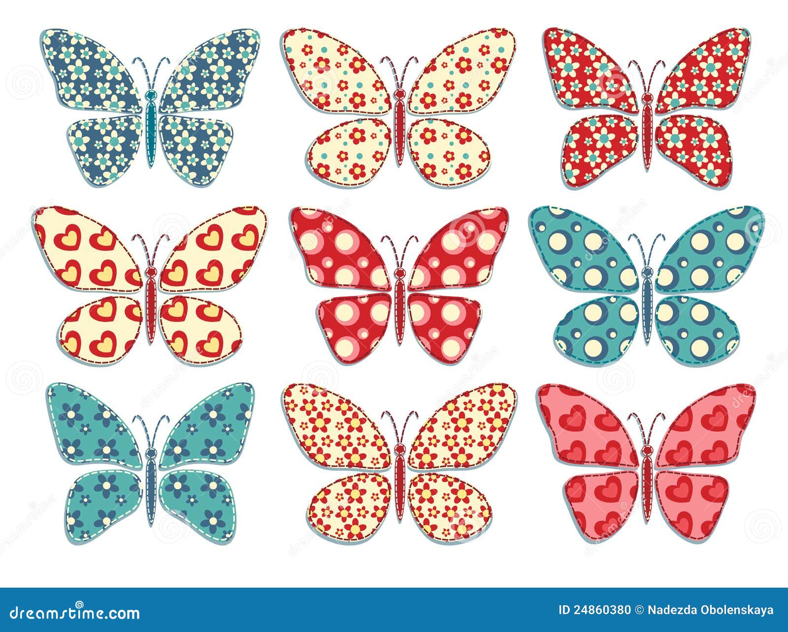 Set of Patchwork Butterflys 1. Stock Vector - Illustration of ...