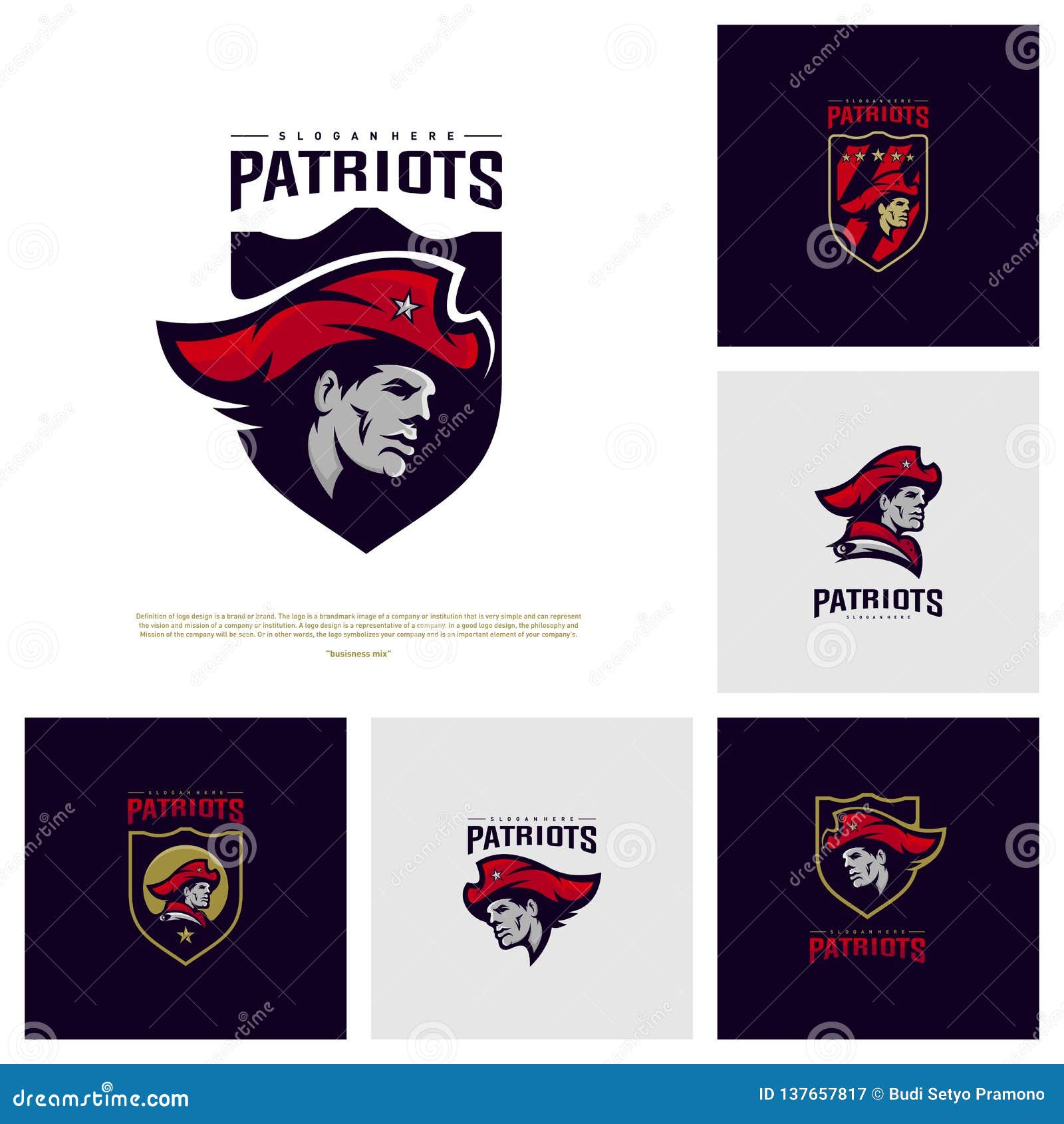 Set of Patriots Logo Design Vector. Head Patriots Logo Design Template ...