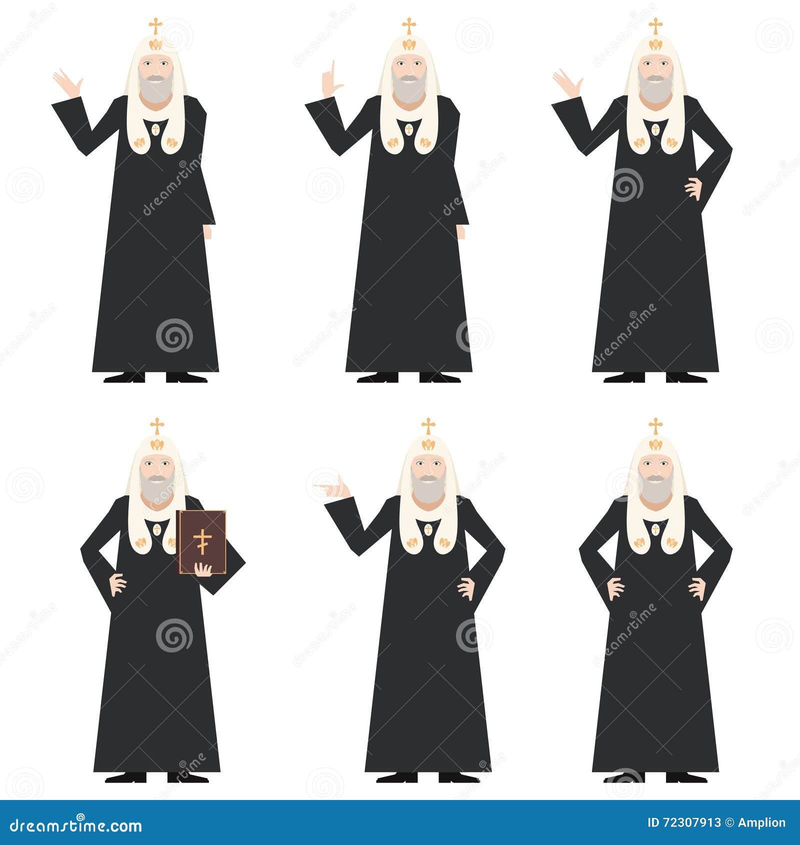 Orthodox Patriarch Cartoon Character With Surgical Mask And Latex ...