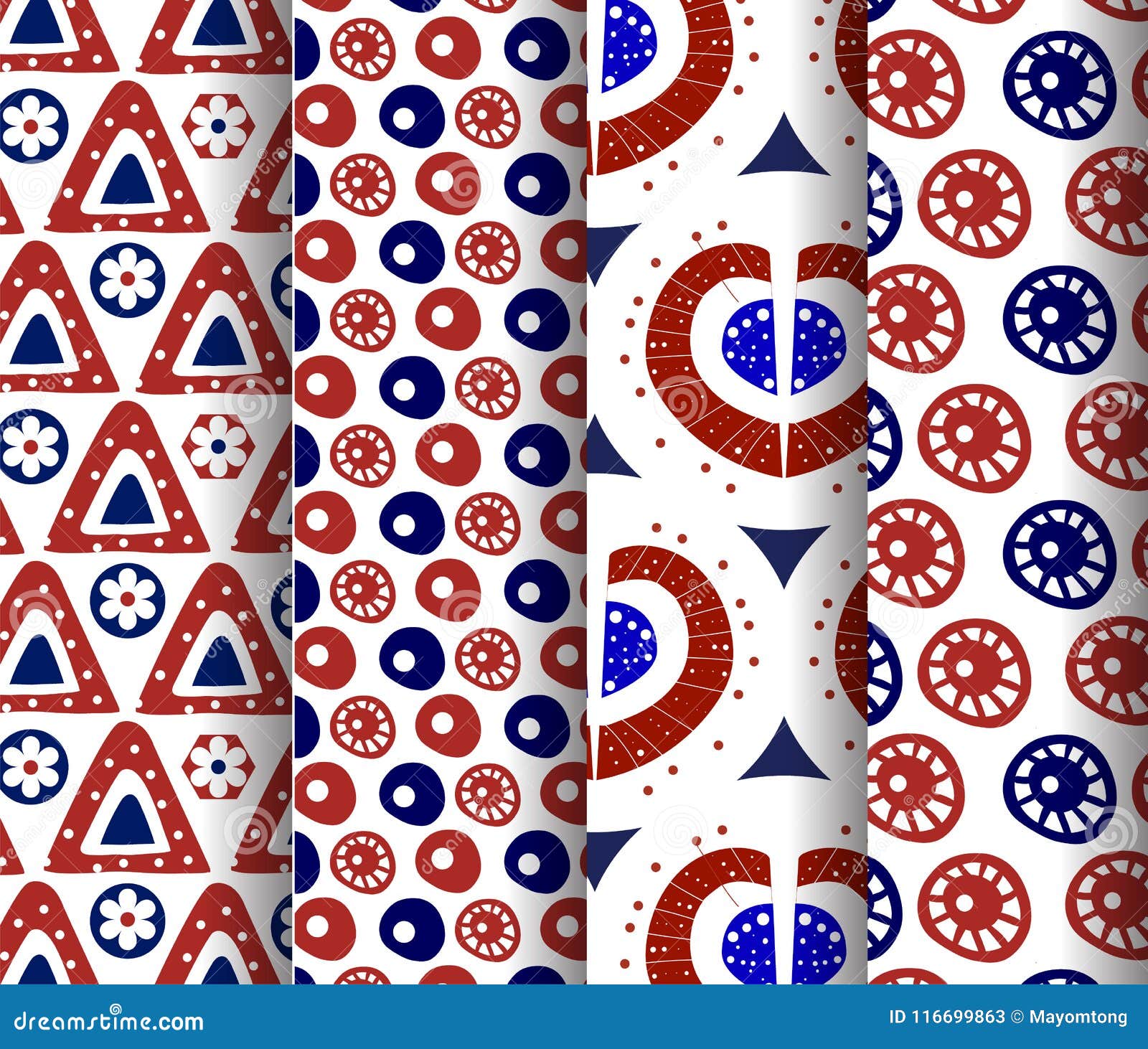 Set pattern blue and red stock vector. Illustration of abstract - 116699863