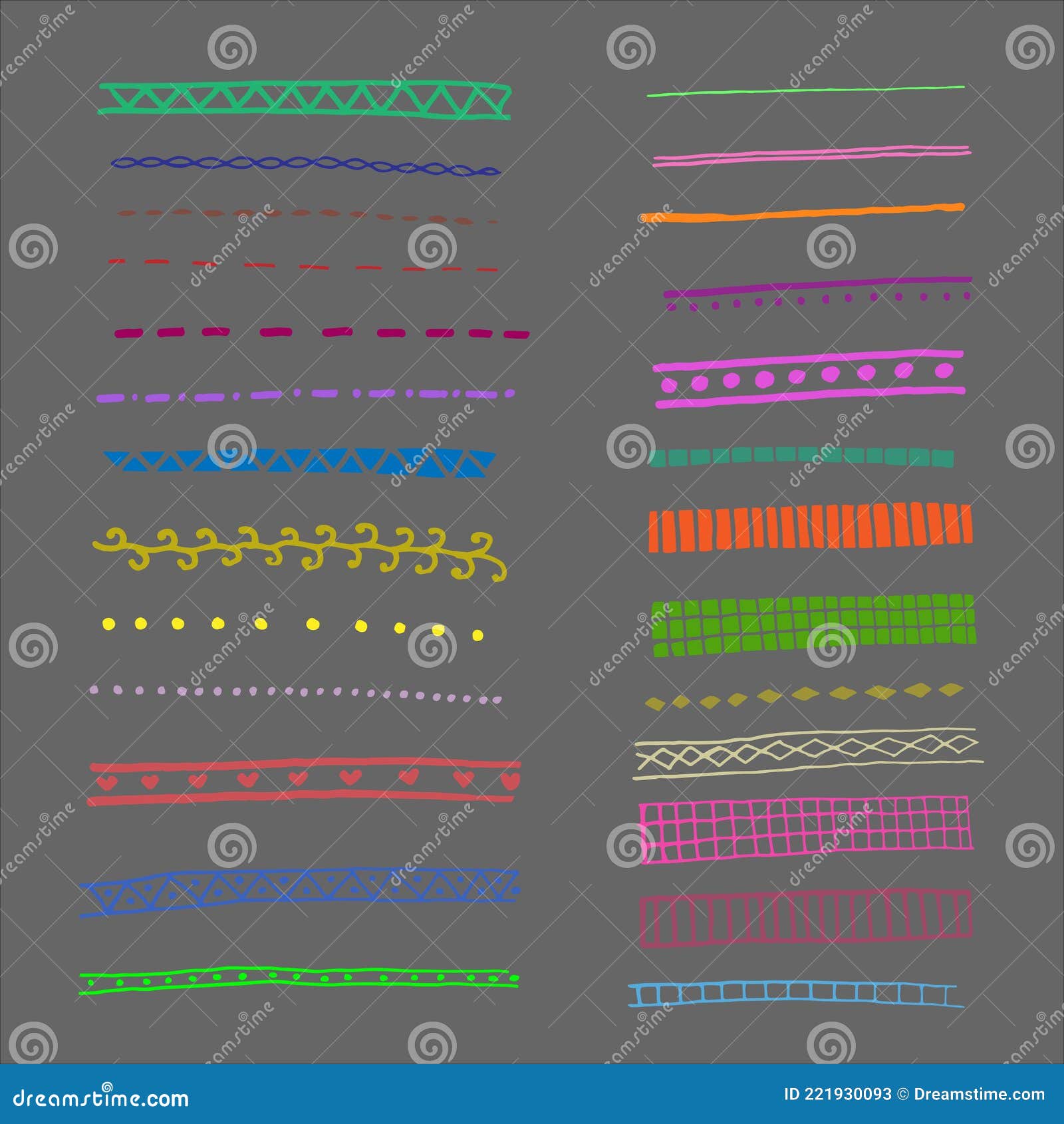 Set of 26 Pattern Brushes. Vector Illustration. Isolated on a White ...