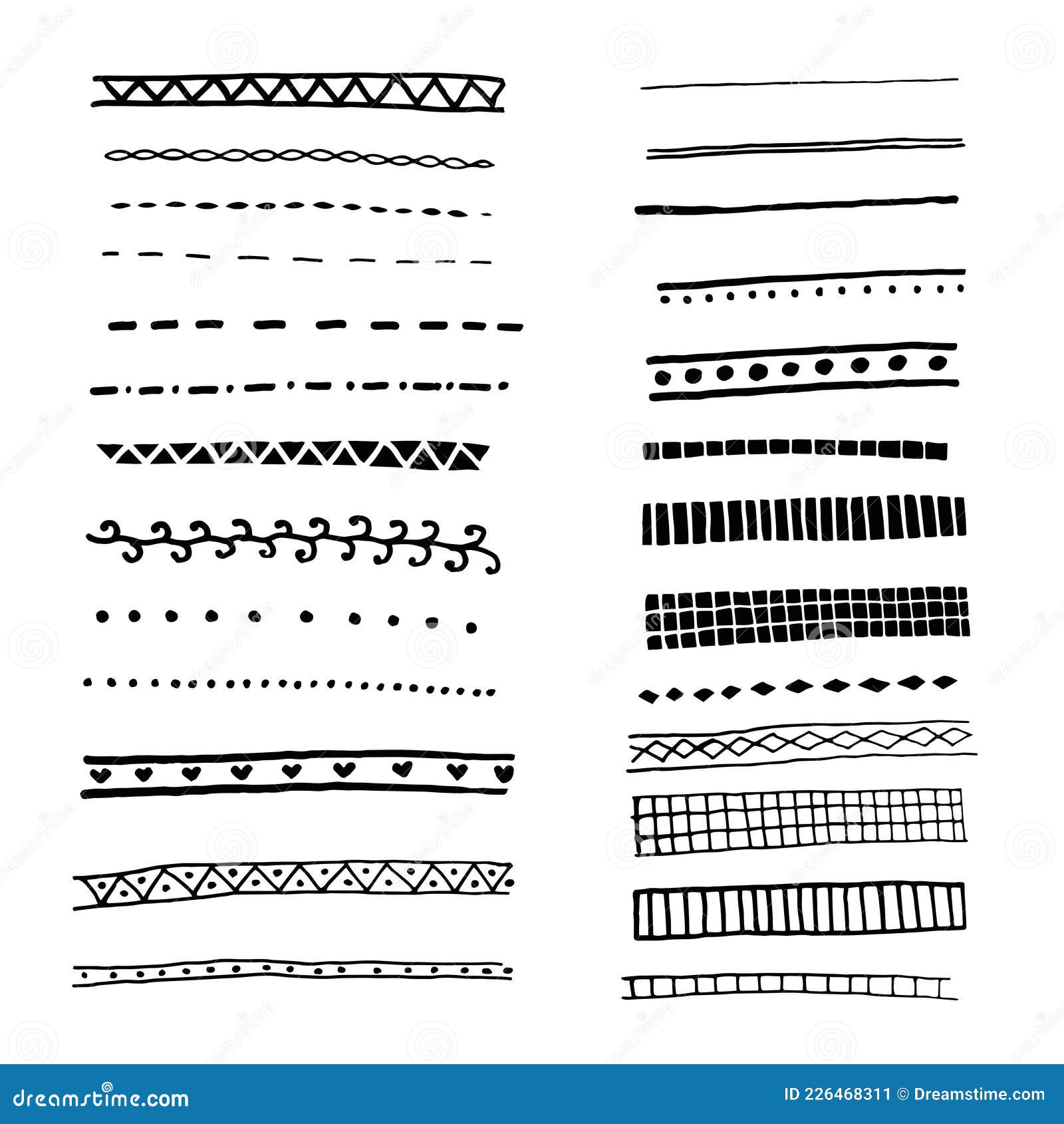 Set of 26 Pattern Brushes. Vector Illustration. Isolated on a White ...