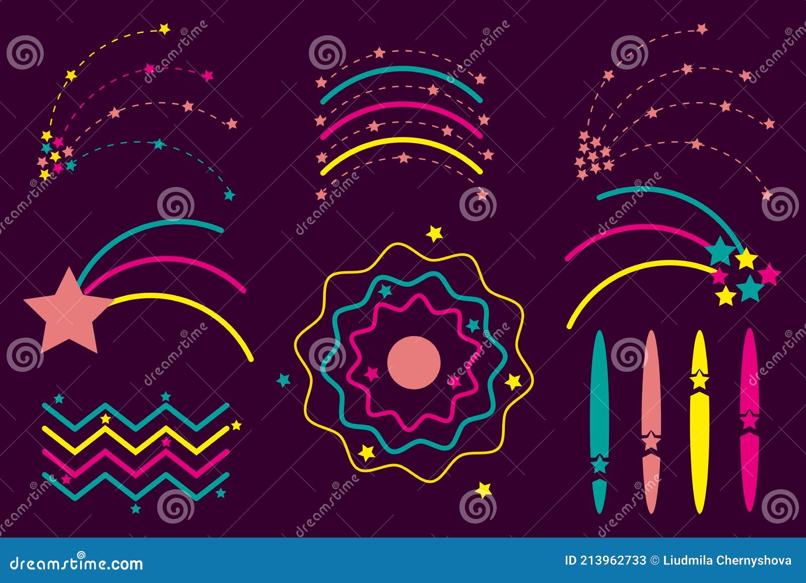 Set of Pattern of Celestial and Optical Phenomena, Comet, Meteor ...
