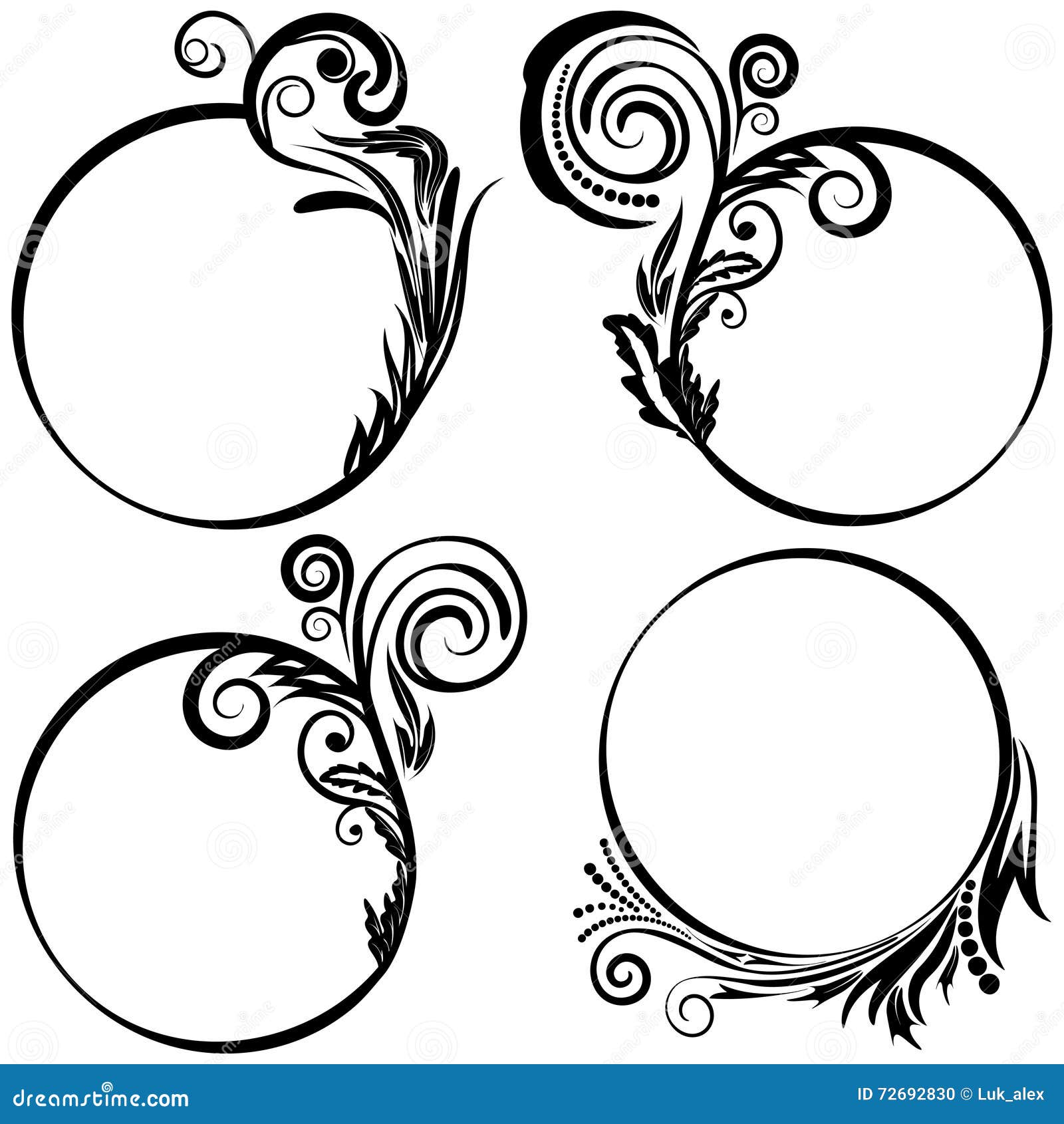 Set Patterned Round Frames. Stock Vector - Illustration of circle ...