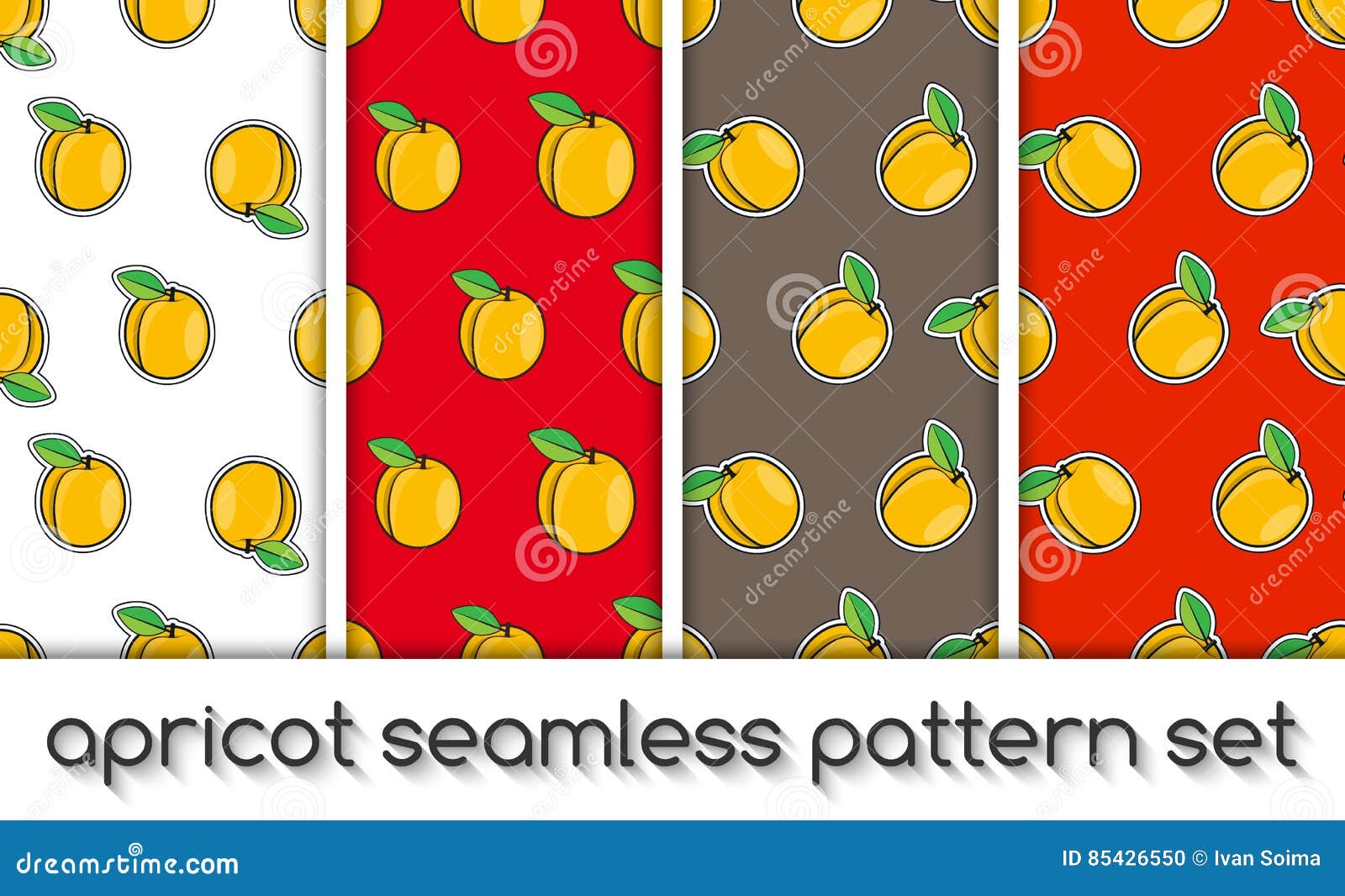 Set of Patterns with Apricots, Seamless Texture, Wallpaper Stock ...