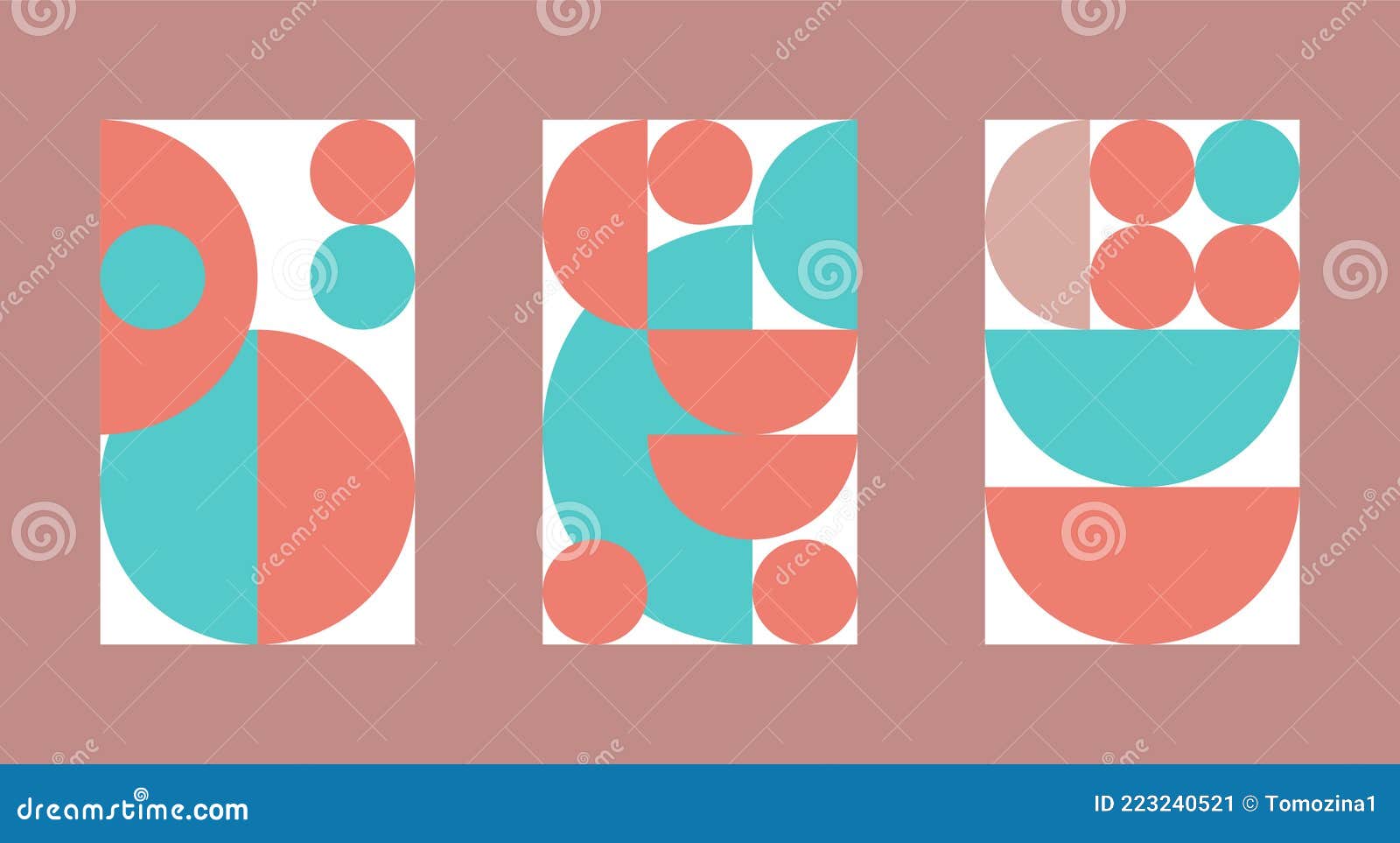 Set Of Patterns In Bauhaus Style For Interior Posters. Swiss Style ...