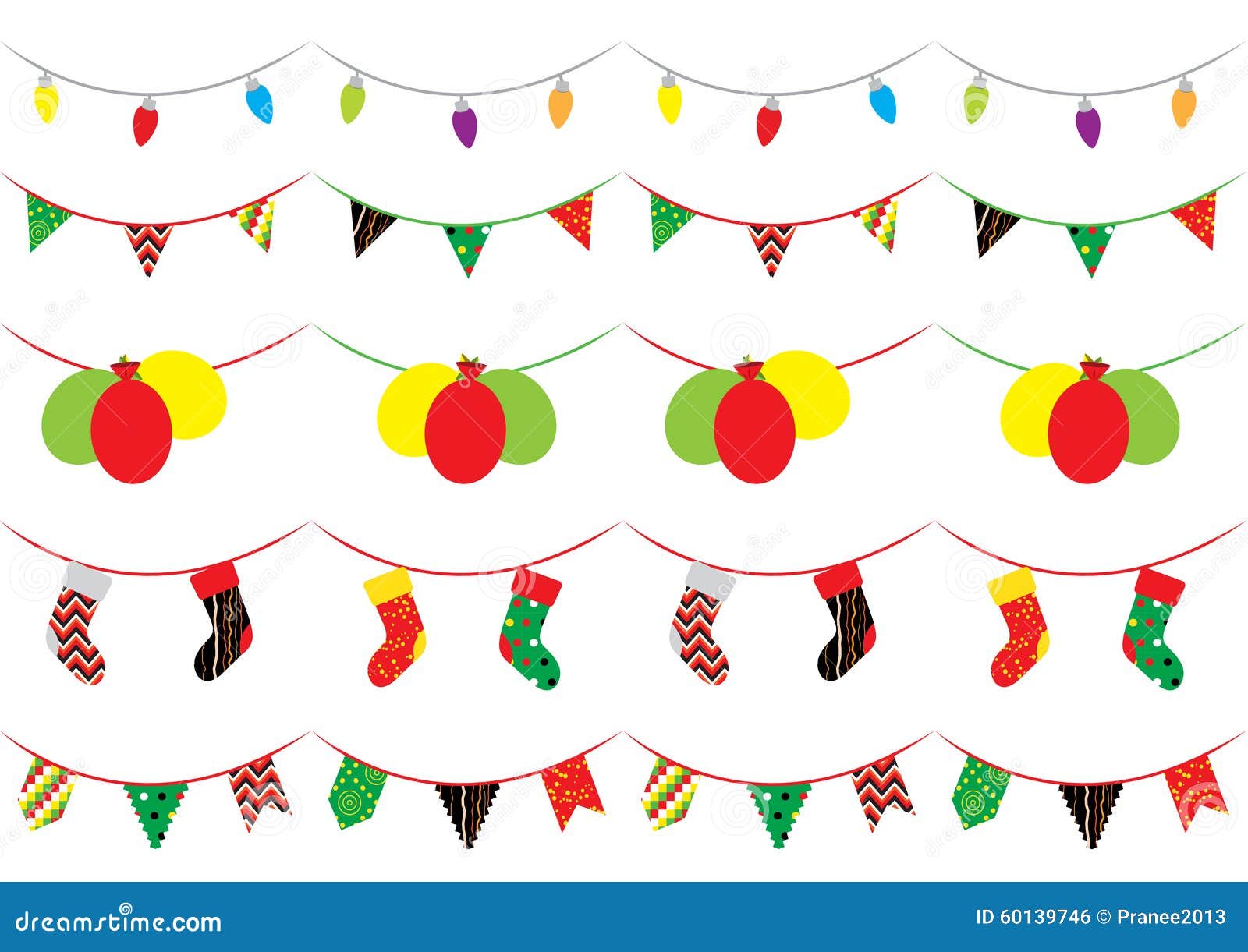Set of 5 Patterns Brush Christmas Party Stock Vector - Illustration of ...