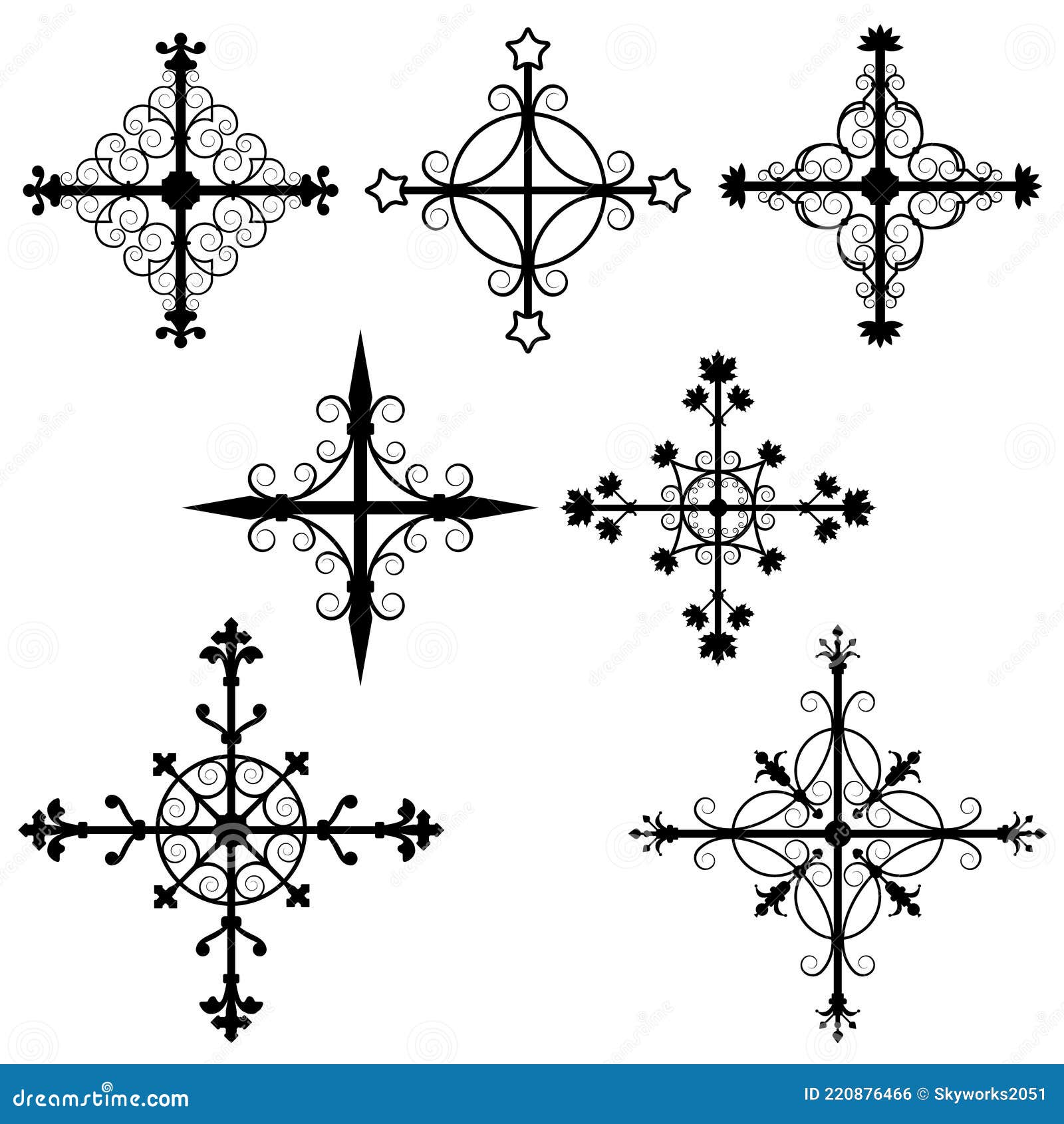 Set of Patterns. Crosses. Set of Christian Crosses. Different Styles ...