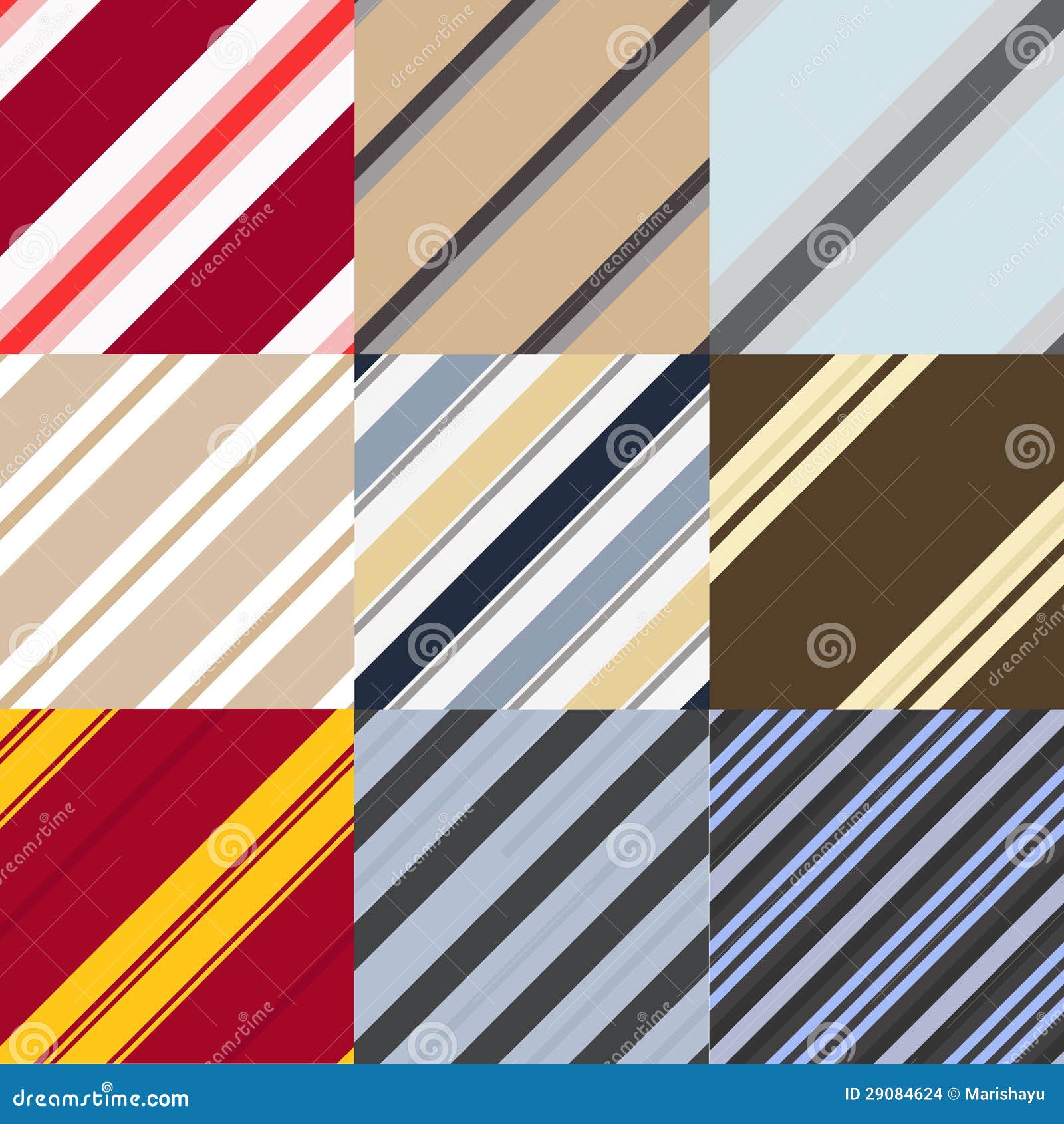 Set of Patterns in a Diagonal Strip Stock Vector - Illustration of ...