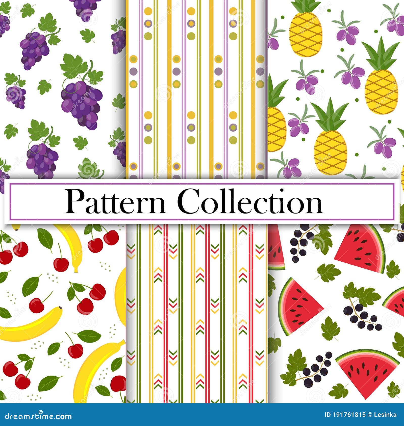 Set of Patterns of Fruits on the White Background Stock Vector ...