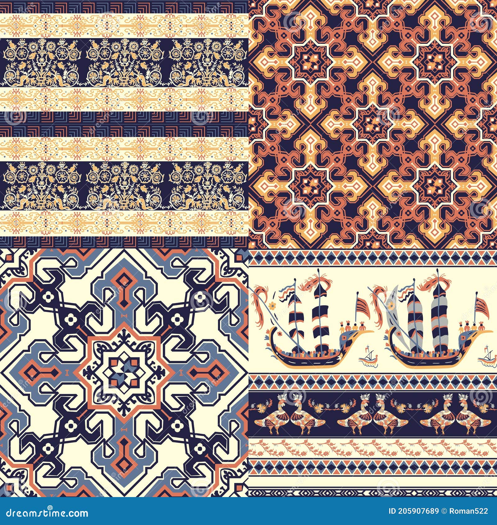 Set of Patterns in the Greek Style Stock Vector - Illustration of ...