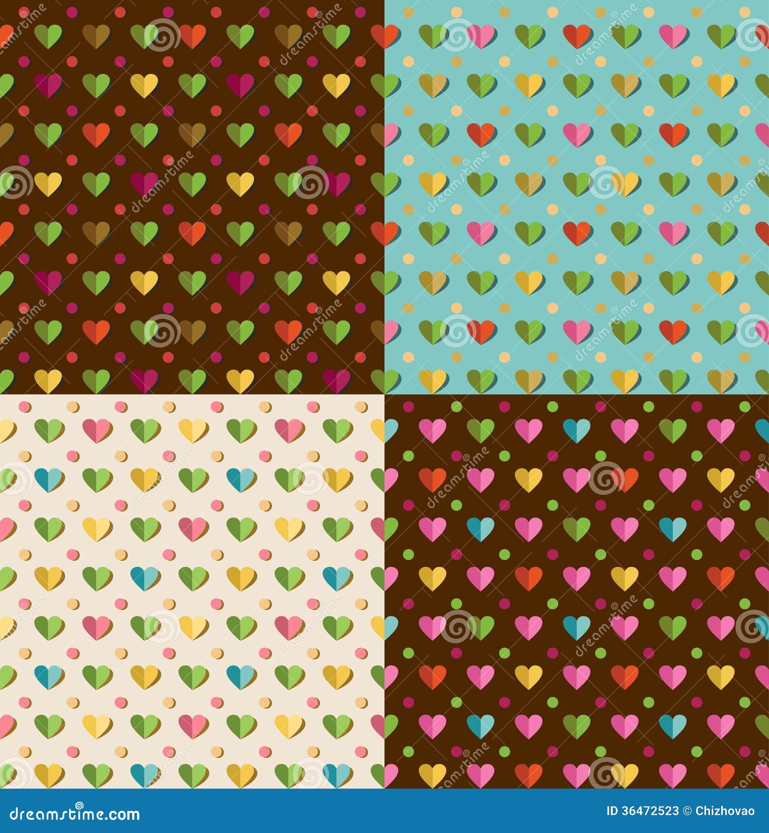 Set of Patterns with Hearts Stock Vector - Illustration of application ...