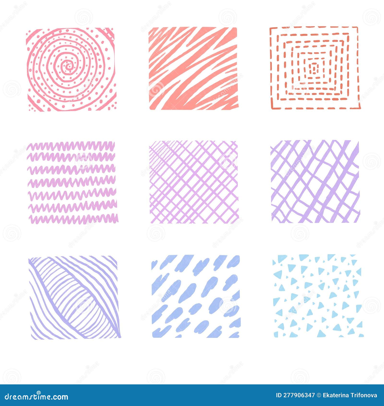 Set of Patterns Inside Squares Isolated on White Background Stock ...