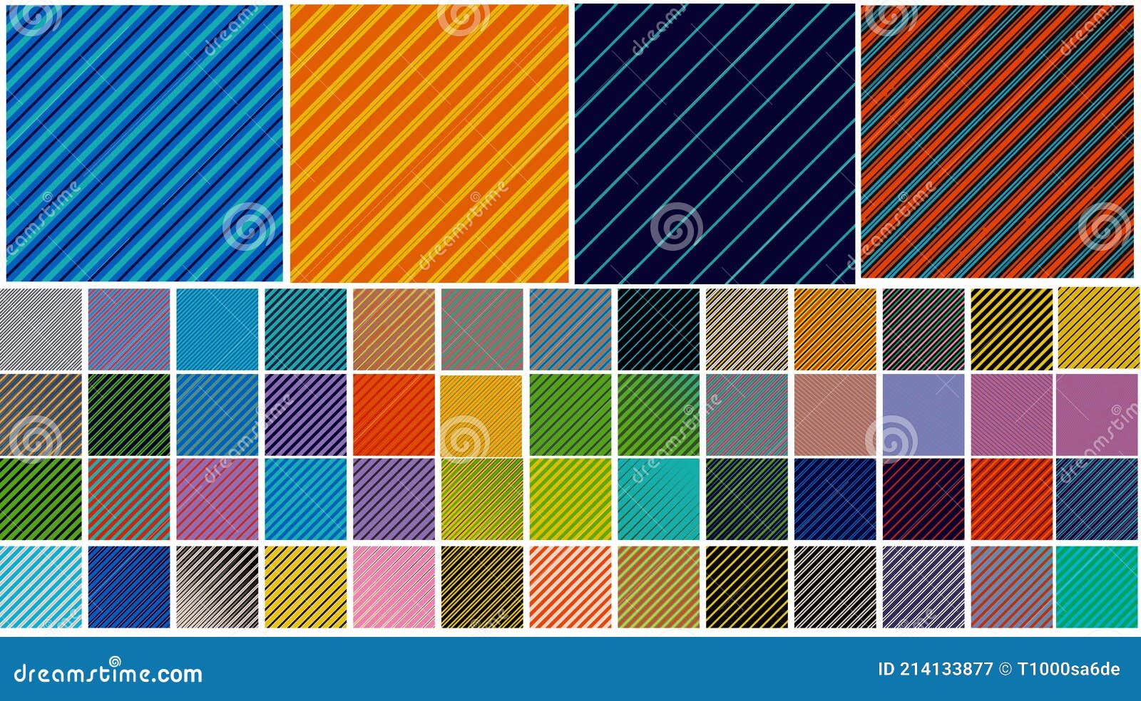 Set of Patterns with Multi-colored Stripes Located Diagonally Stock ...