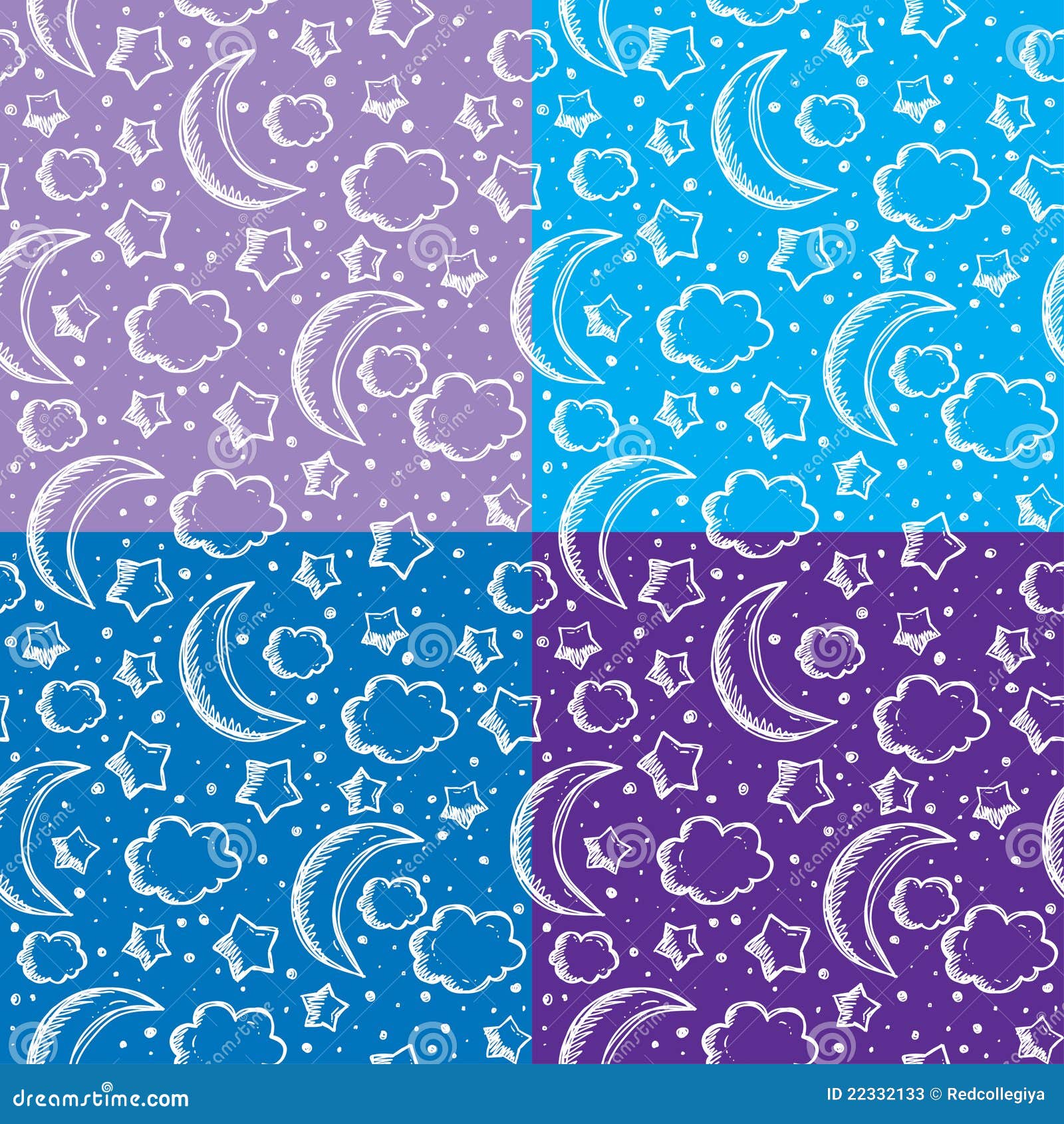 Set of Patterns with Night Sky Stock Vector - Illustration of scribble ...