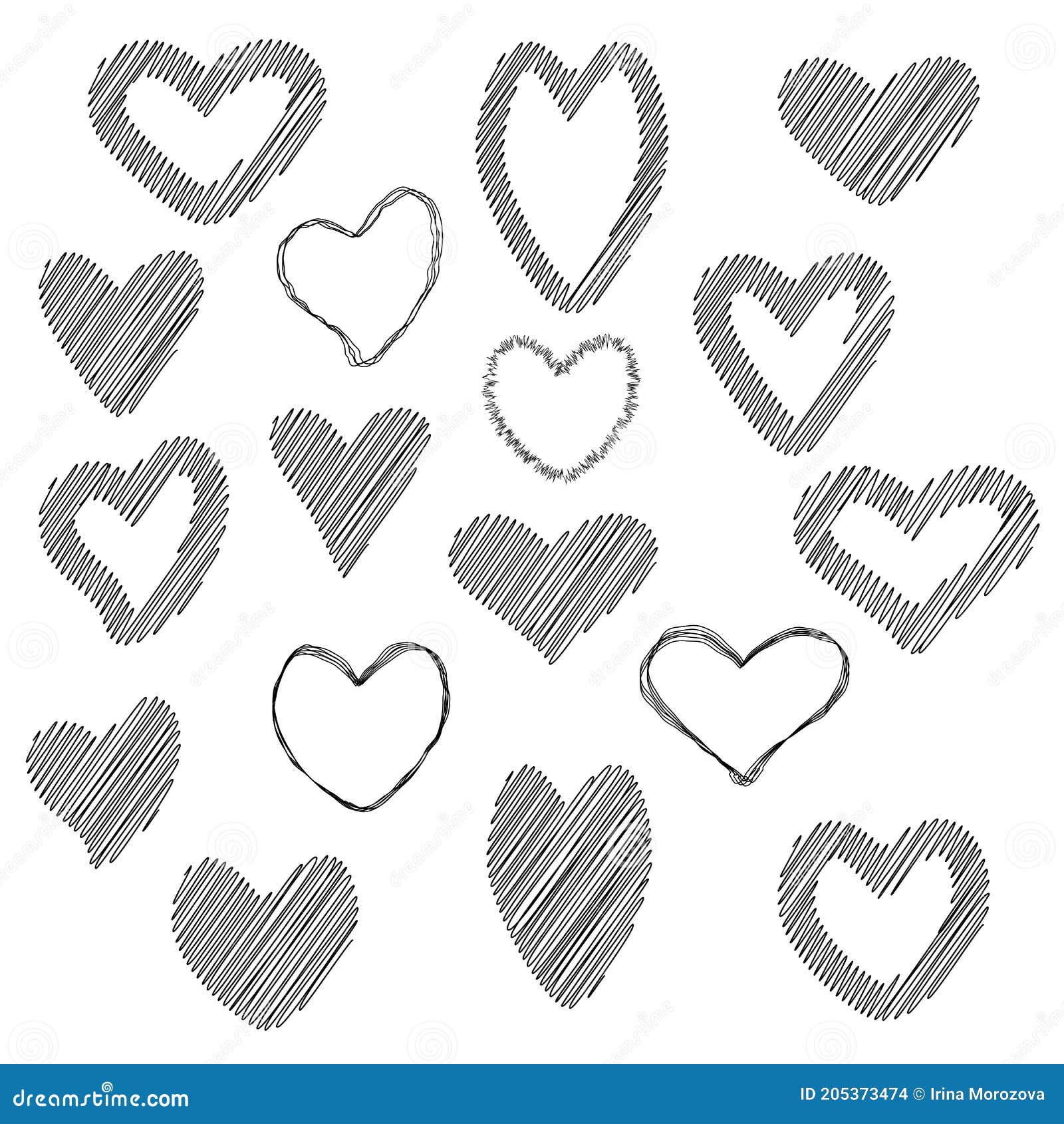Hearts With Shading On Transparent Background. Emotion Symbols. Cartoon ...