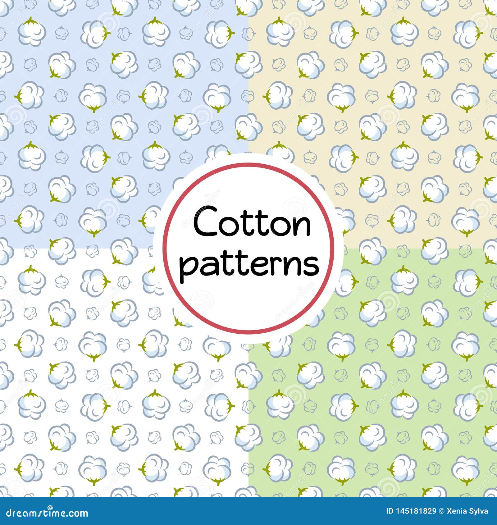 Set of Patterns with Soft Cotton Buds. Stock Vector - Illustration of ...