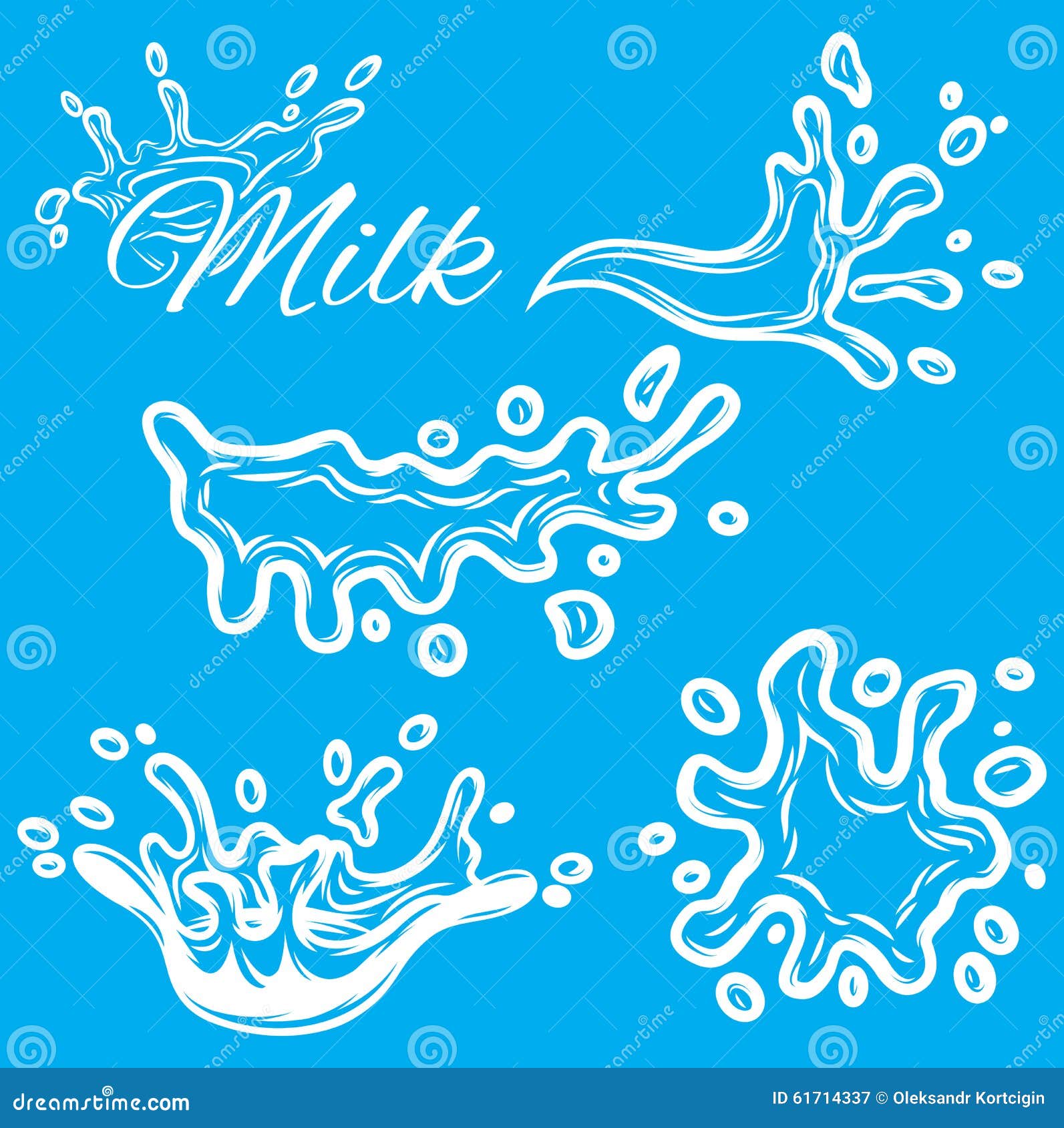 Set of Patterns with Splashes of Milk for Packaging and Advertising ...