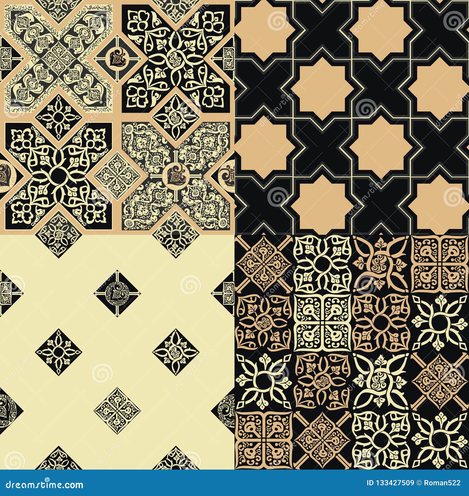 Set of Patterns in the Style of Persian Tiles Stock Vector ...