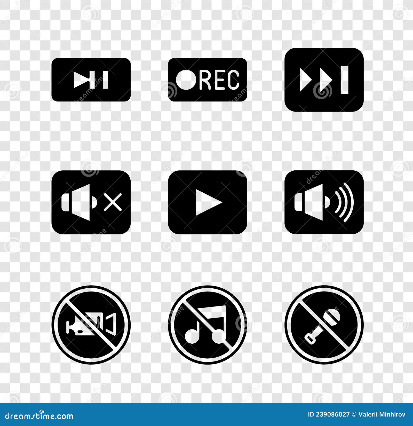 Set Pause Button, Record, Fast Forward, Prohibition No Video Recording ...