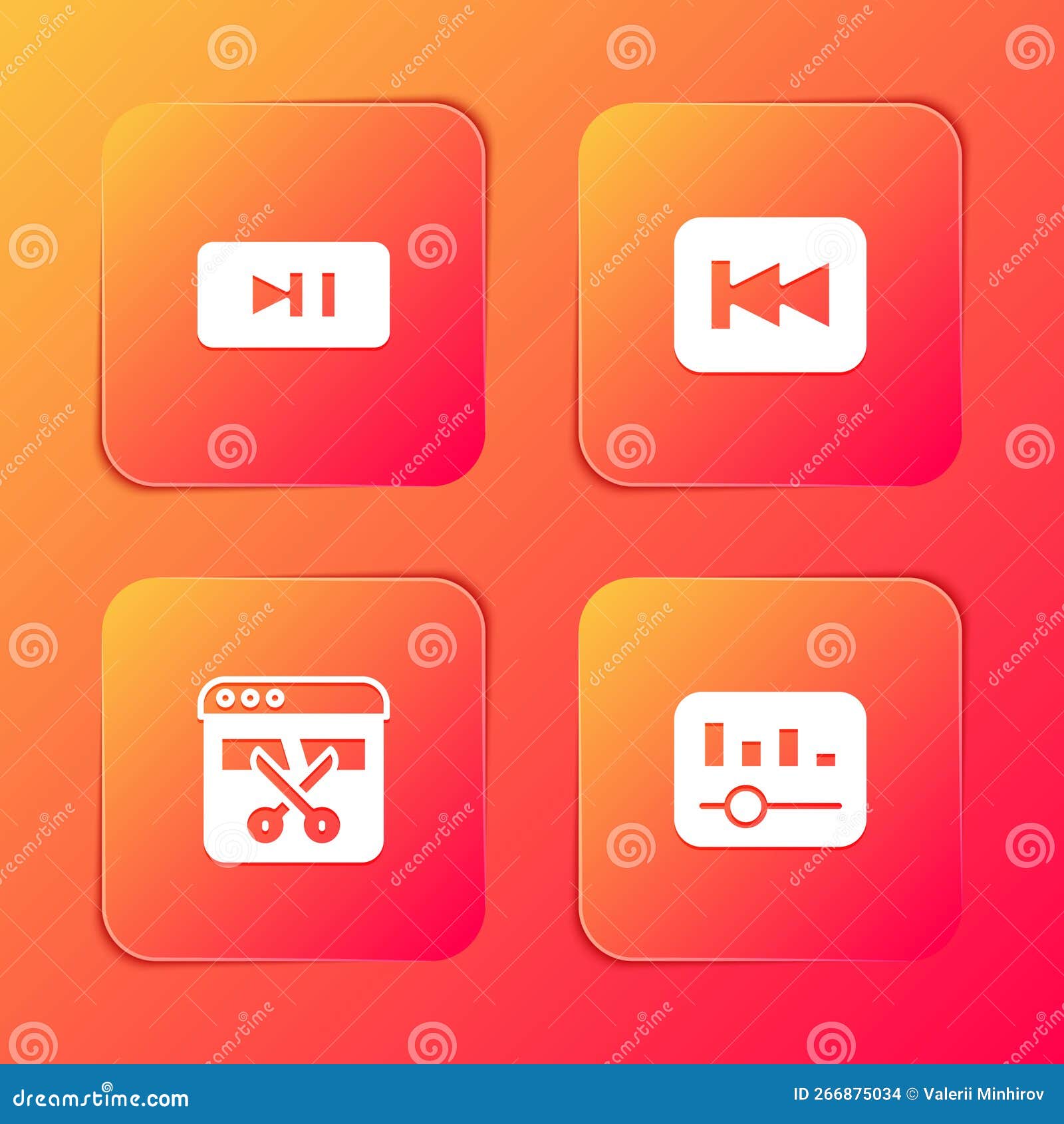 Set Pause Button, Rewind, Video Recorder or Editor and Music Equalizer ...
