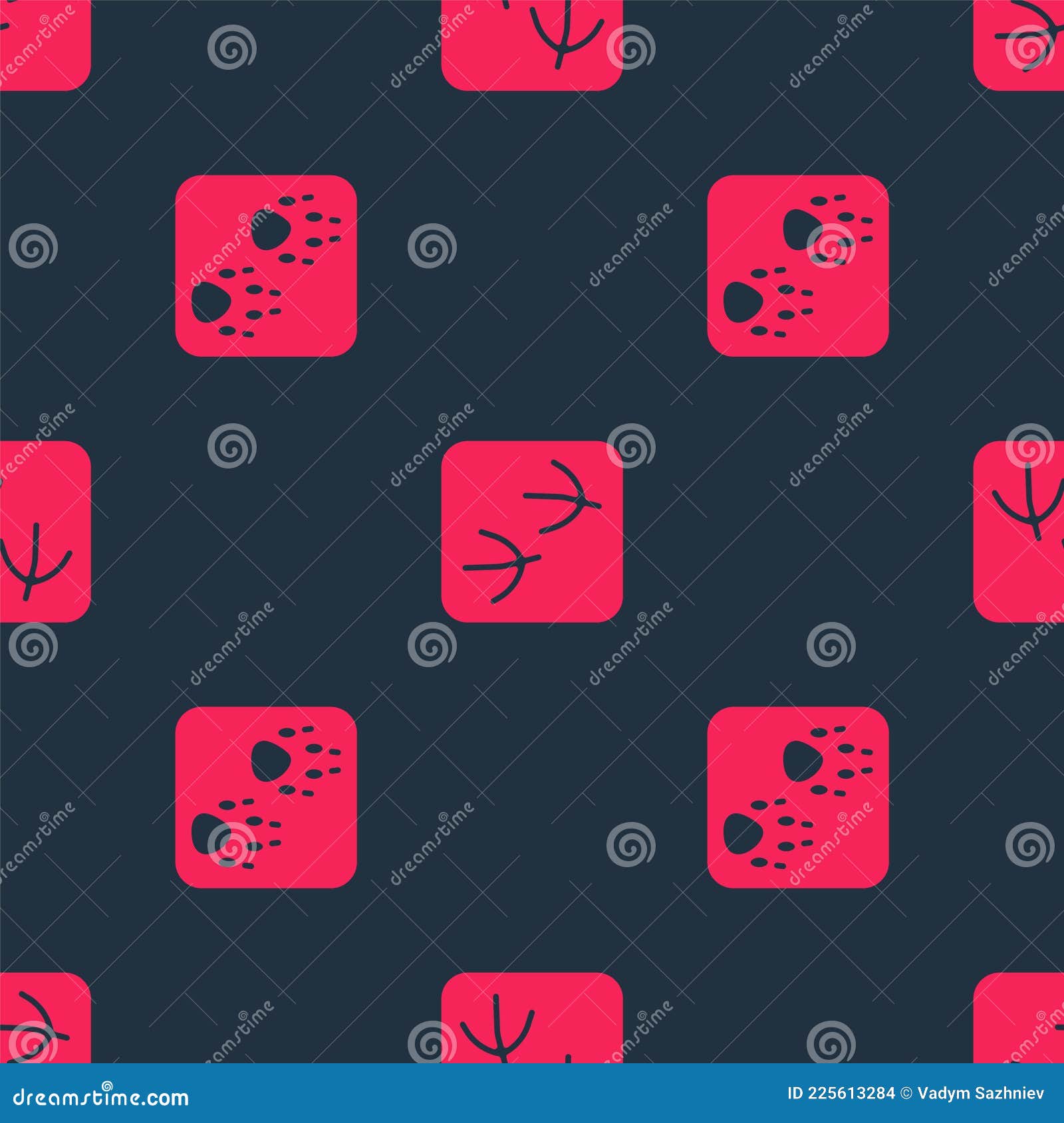 Set Paw Print and Dove Paw Footprint on Seamless Pattern. Vector Stock ...