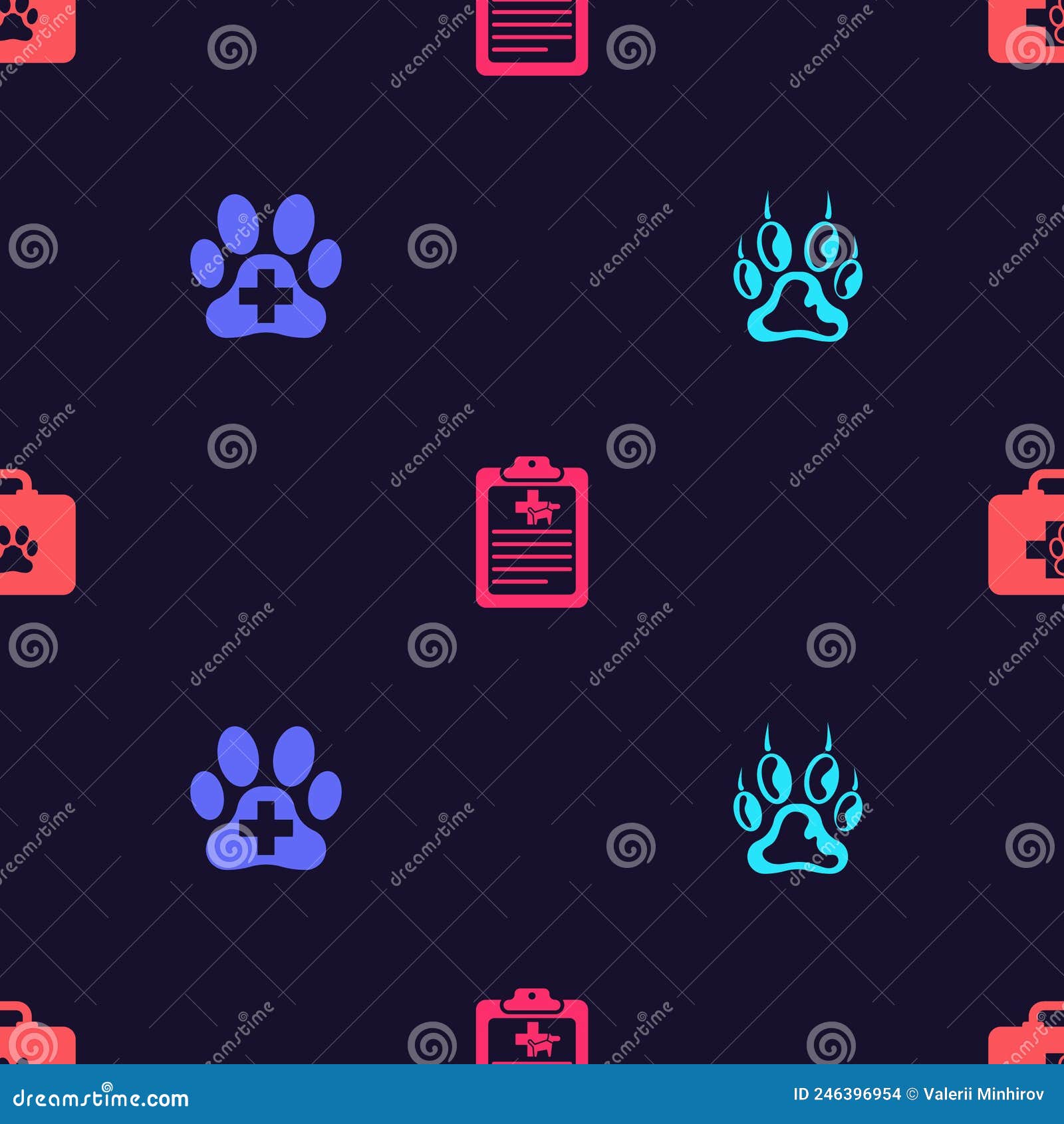 Set Paw Print, Veterinary Clinic, Clinical Record Pet and Pet First Aid ...