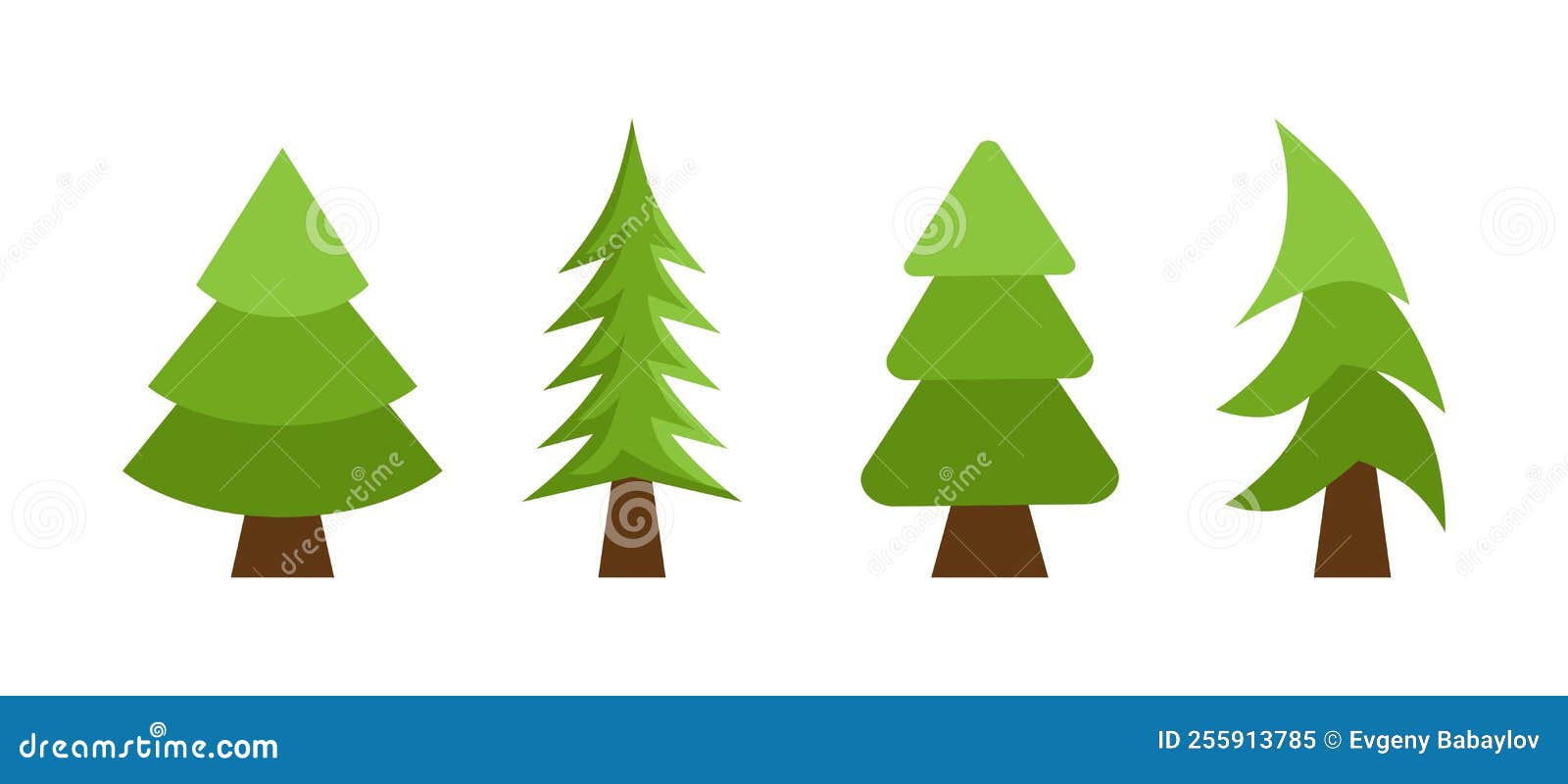 Set 4 Pcs Abstract Green Christmas Trees on White Background - Vector ... Set 4 Pcs Abstract Green Christmas Trees on White Background - Vector ...