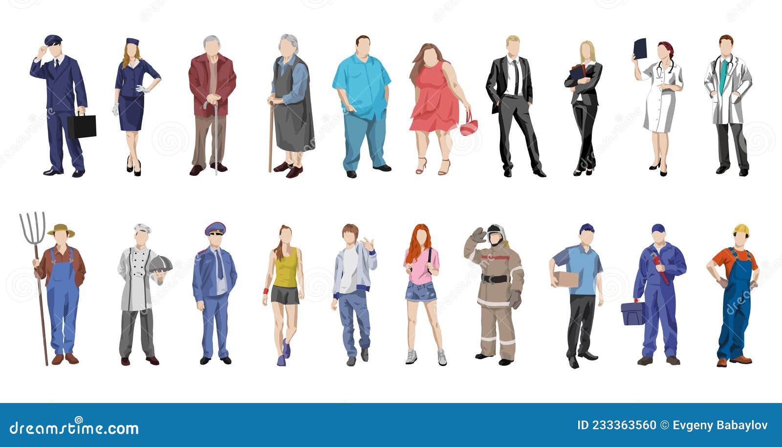 Set of 20 Pcs People of Different Professions on a White Background ...