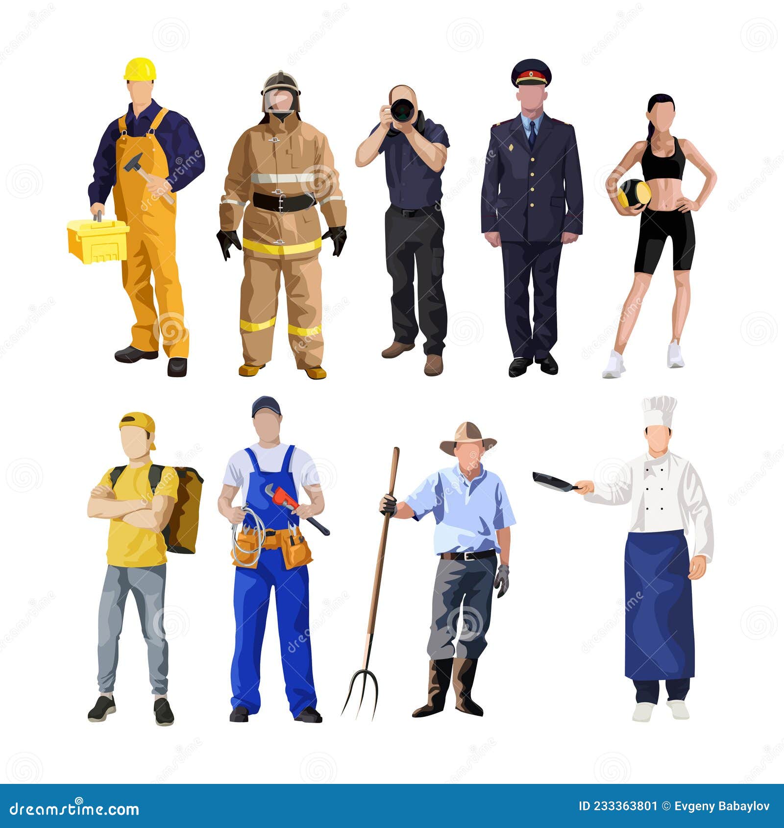 Set of 9 Pcs People of Different Professions on a White Background ...