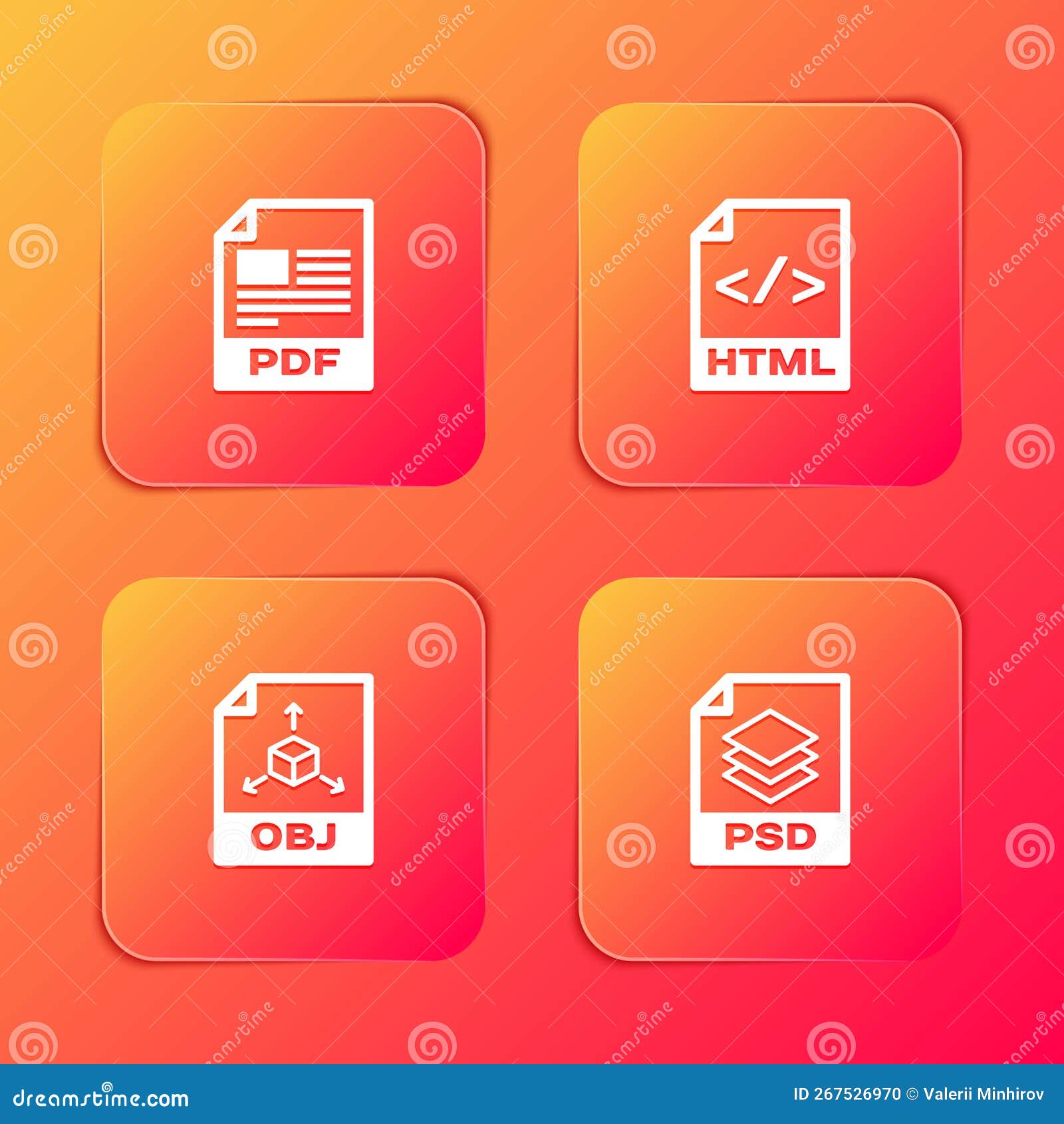 Set PDF File Document, HTML, OBJ and PSD Icon. Vector Stock Vector ... Set PDF File Document, HTML, OBJ and PSD Icon. Vector Stock Vector ...