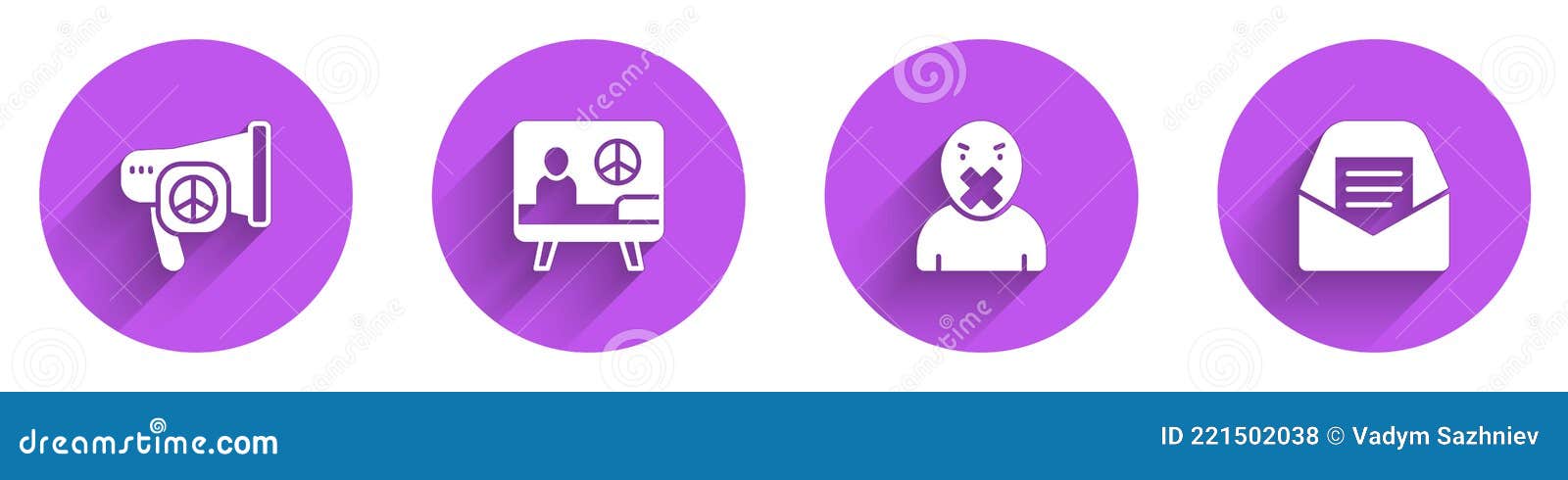 Set Peace, , Censor and Freedom of Speech and Mail E-mail Icon with ...