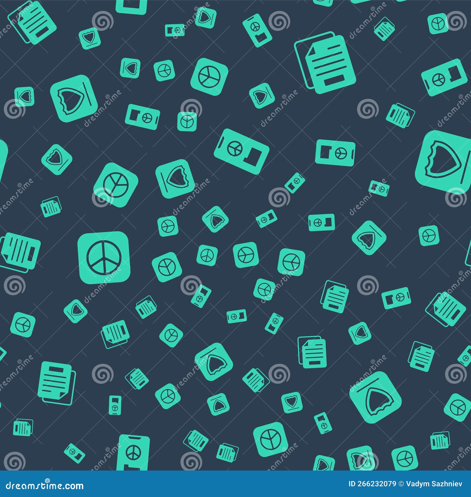 Set Peace, Document, and Shield on Seamless Pattern. Vector Stock ...