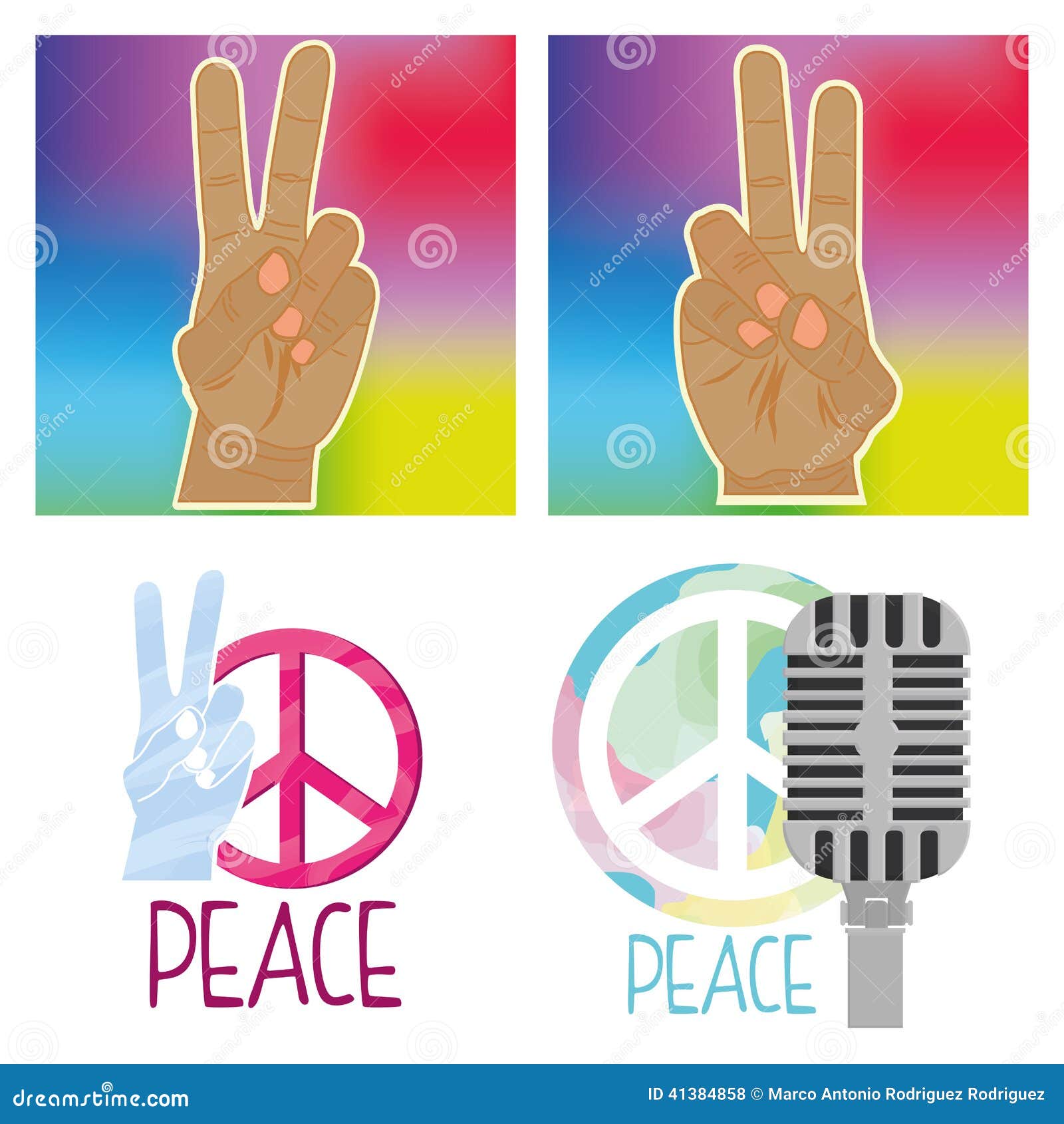Set of Peace Related Icons on Background Stock Illustration ...