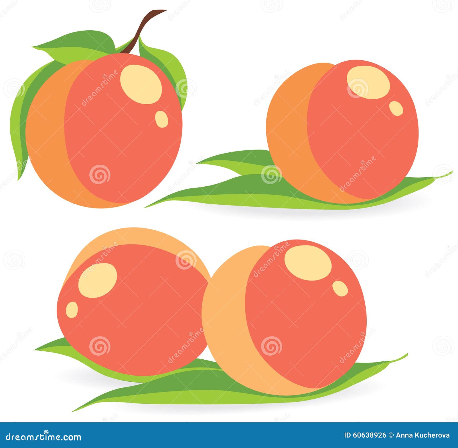 Set of Peaches Vector Illustrations Stock Vector - Illustration of ...