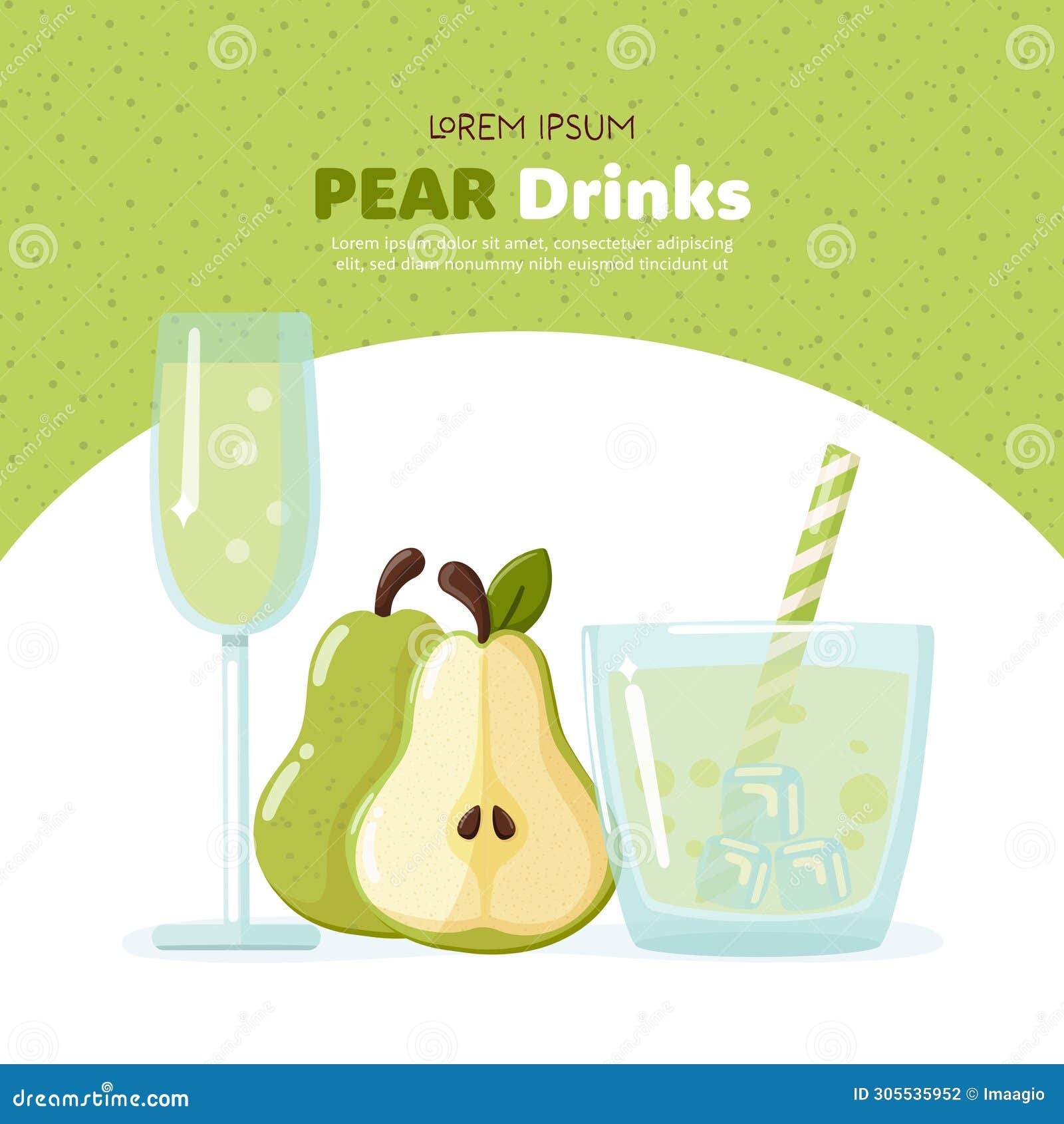 Set of Pear, Half of Pear, Cider Glass and Glass with Ices Stock ...