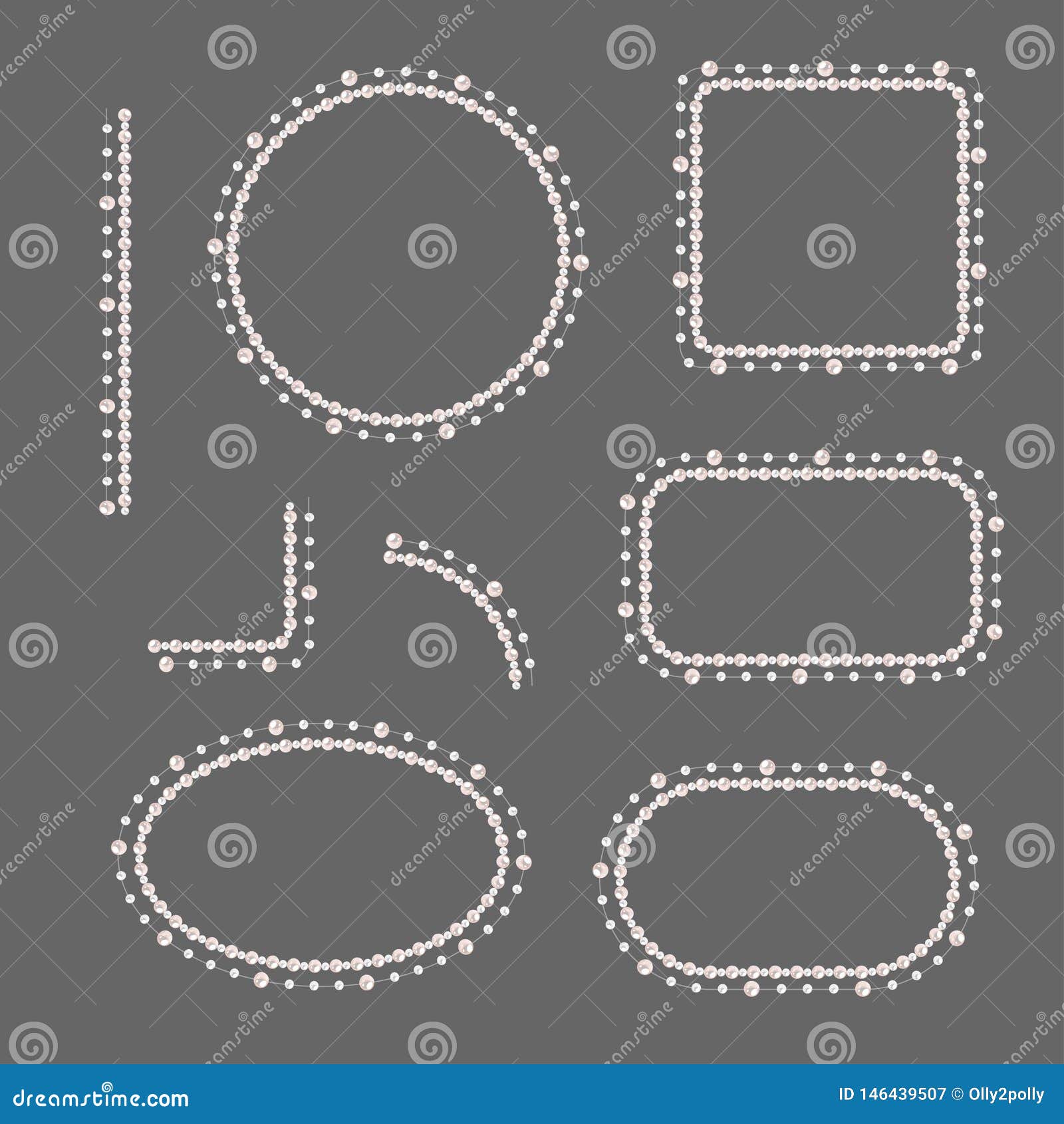 Set Of Pearl Frames With Different Shapes On Transparent Background ...