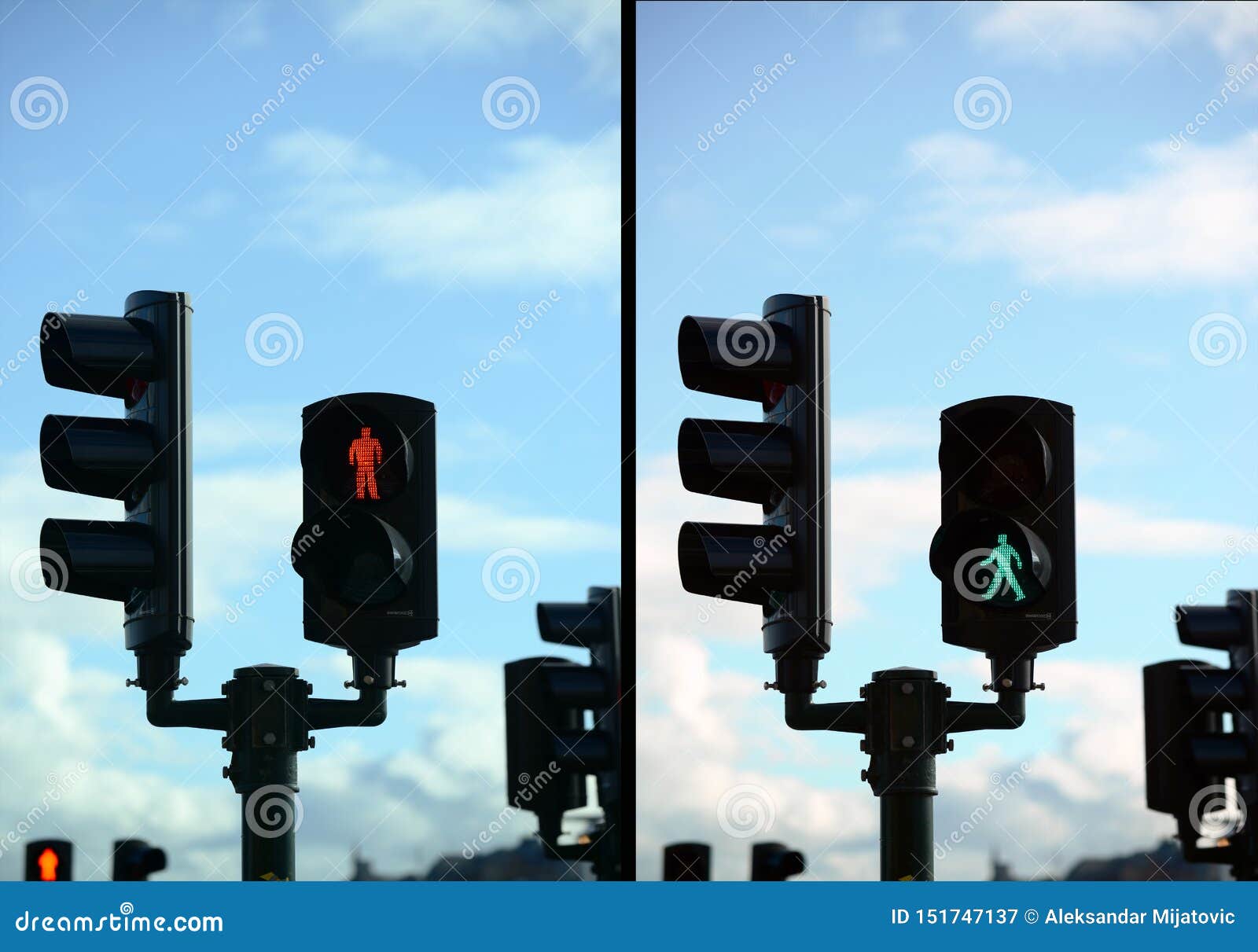 Set of Pedestrian Light Lights with Walk and Go Lights Stock Image ...