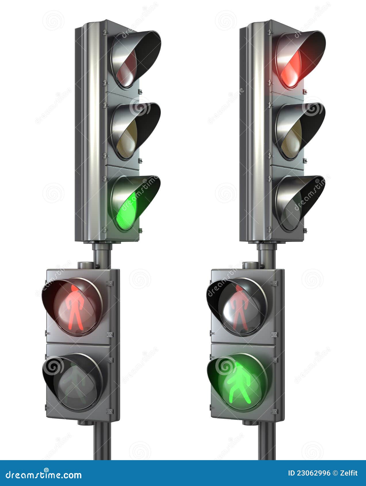 Set of Pedestrian Traffic Lights Stock Illustration - Illustration of ...