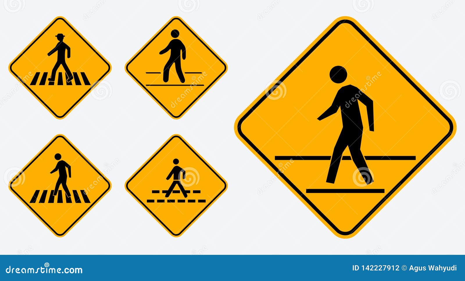Set of Pedestrian Walk Sign. Easy To Modify Stock Vector - Illustration ...