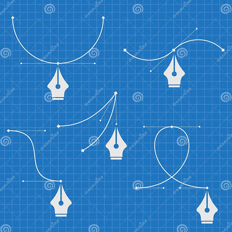 Set of Pen Tool Cursors and Curve Control Points. Blueprint Stock ... Set of Pen Tool Cursors and Curve Control Points. Blueprint Stock ...