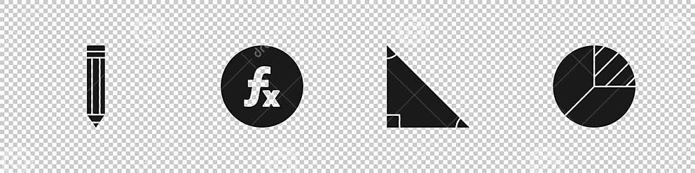 Set Pencil, Function Mathematical Symbol, Triangle and Pie Chart ...