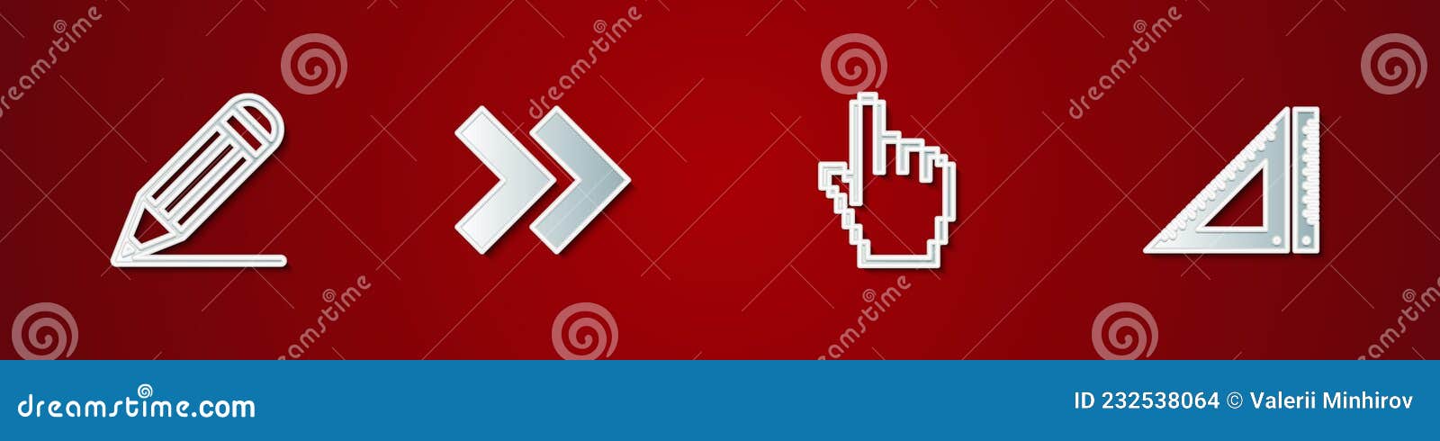 Set Pencil and Line, Arrow, Pixel Hand Cursor and Triangular Ruler Icon ... Set Pencil and Line, Arrow, Pixel Hand Cursor and Triangular Ruler Icon ...
