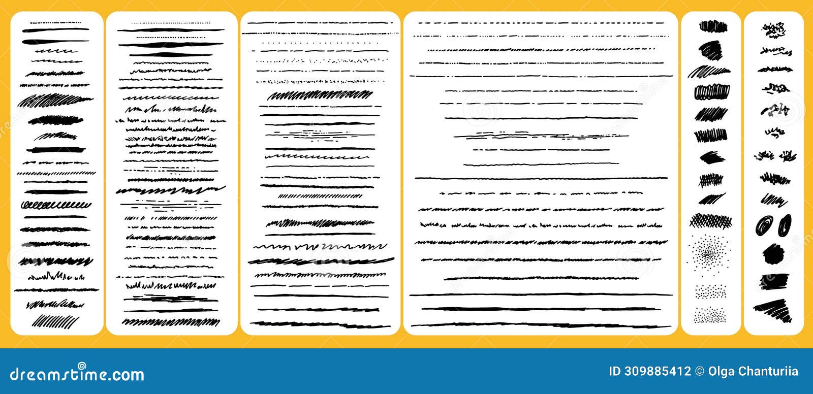 Set of Pencil, Marker Lines, Strokes, Spots, Textures. Hand Drawn ...