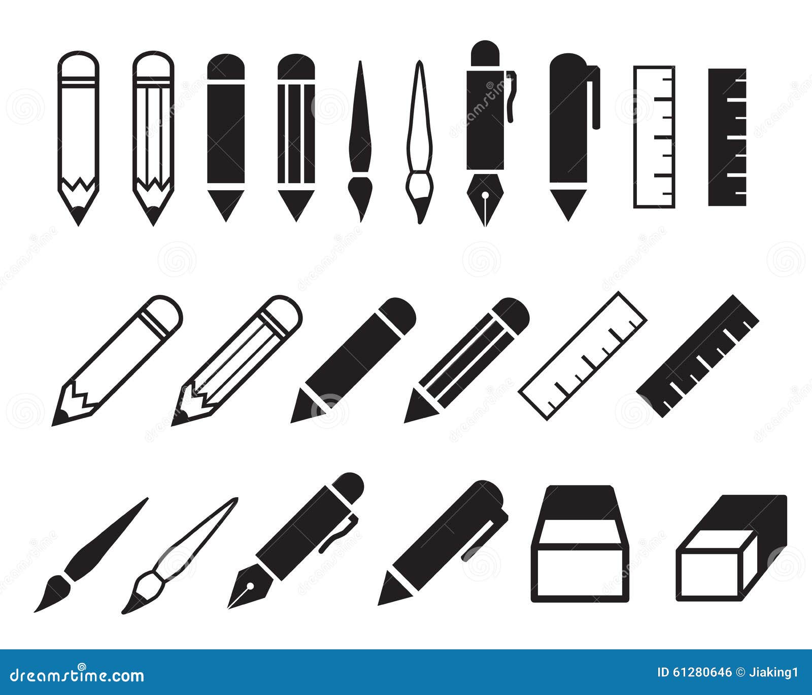 Set of Pencil and Pen Icons Stock Vector - Illustration of sharp ...
