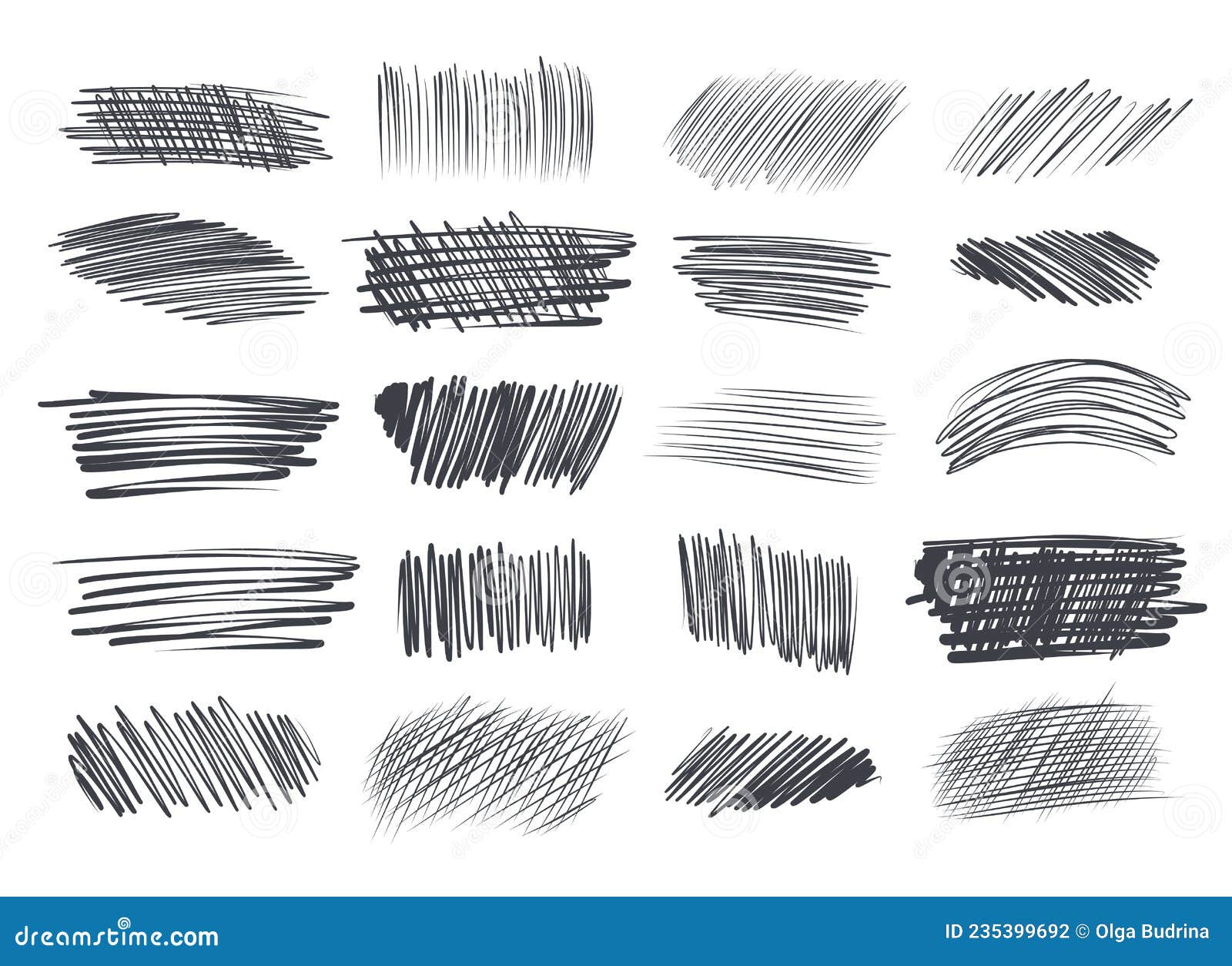 Set of Pencil Strokes. 20 Hand-drawn Design Elements Stock Vector ...