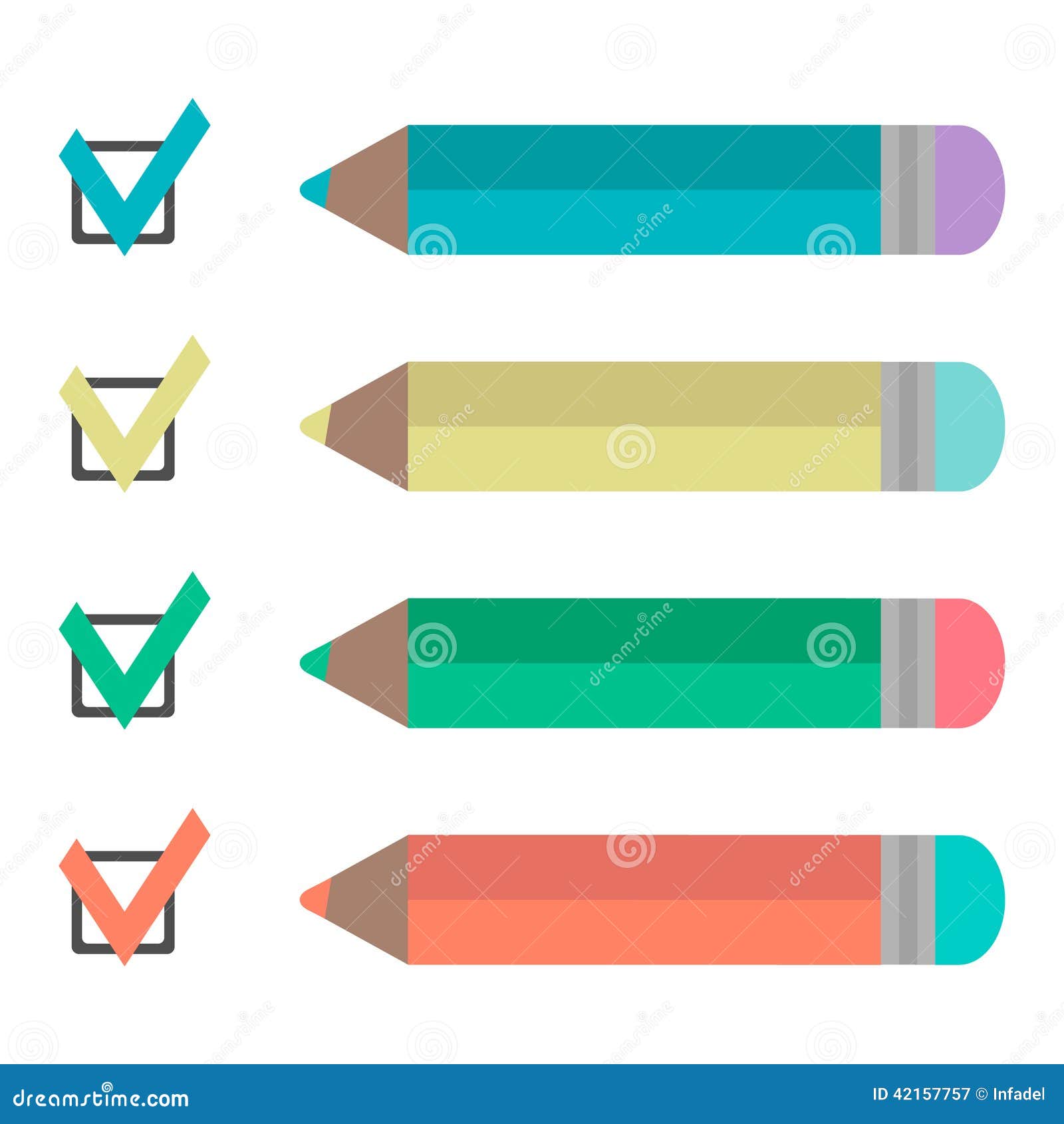 Set of Pencils and Check Marks Stock Vector - Illustration of filling ...